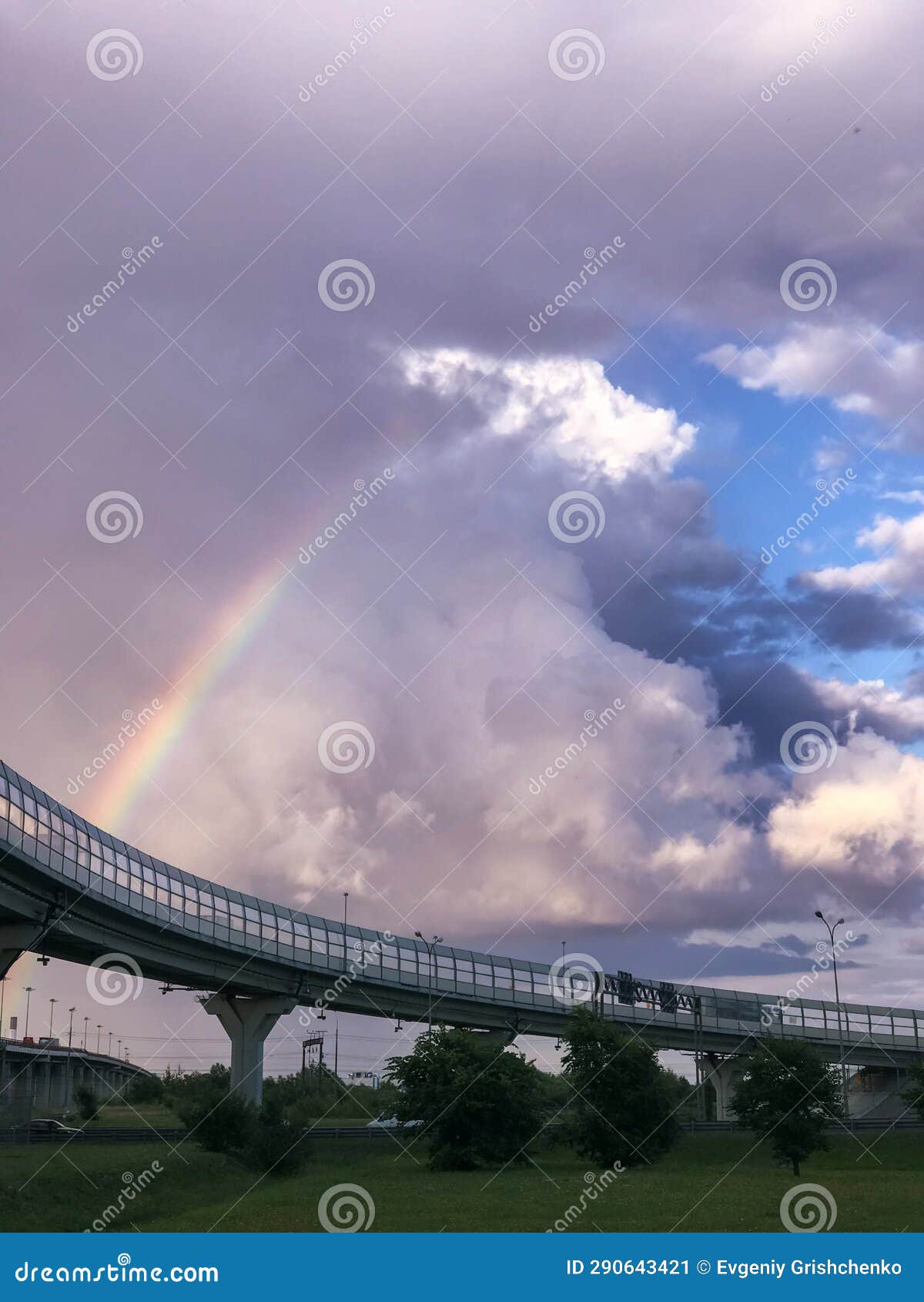 Rainbow on the Bridge in the Cloudy Sky Stock Image - Image of bridge ...