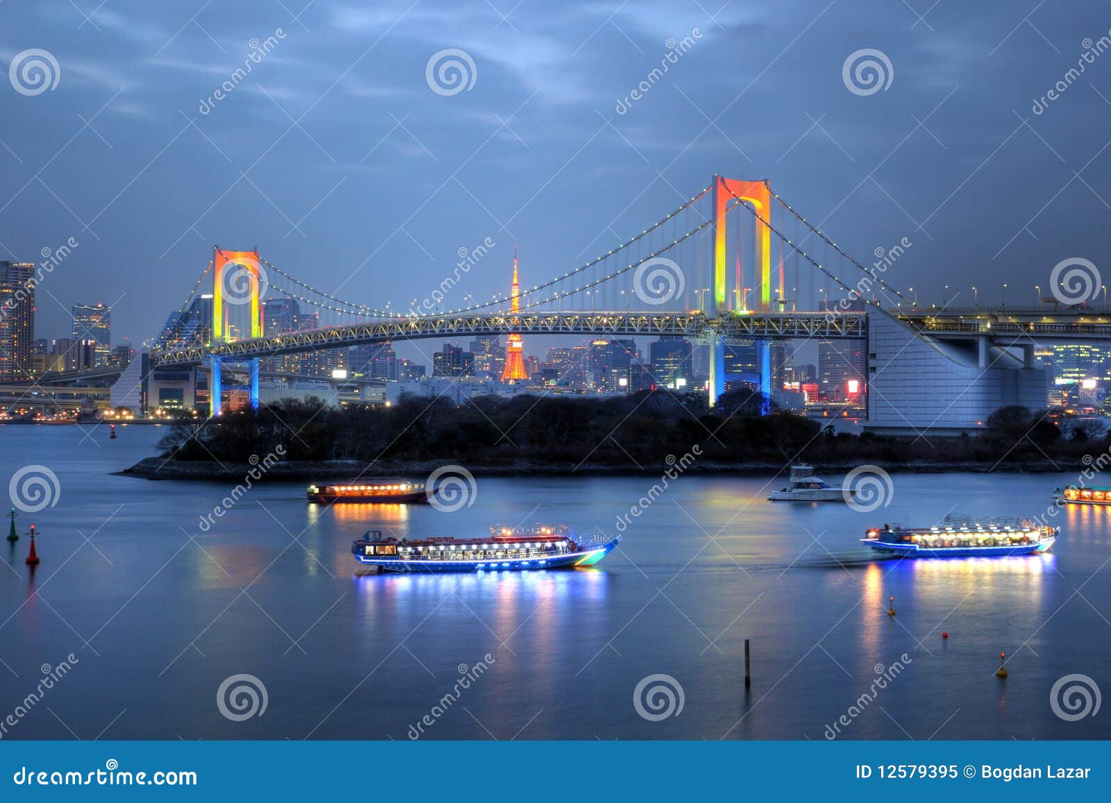 Rainbow Bridge From Odaiba, Tokyo, Japan Royalty-Free Stock Photography ...