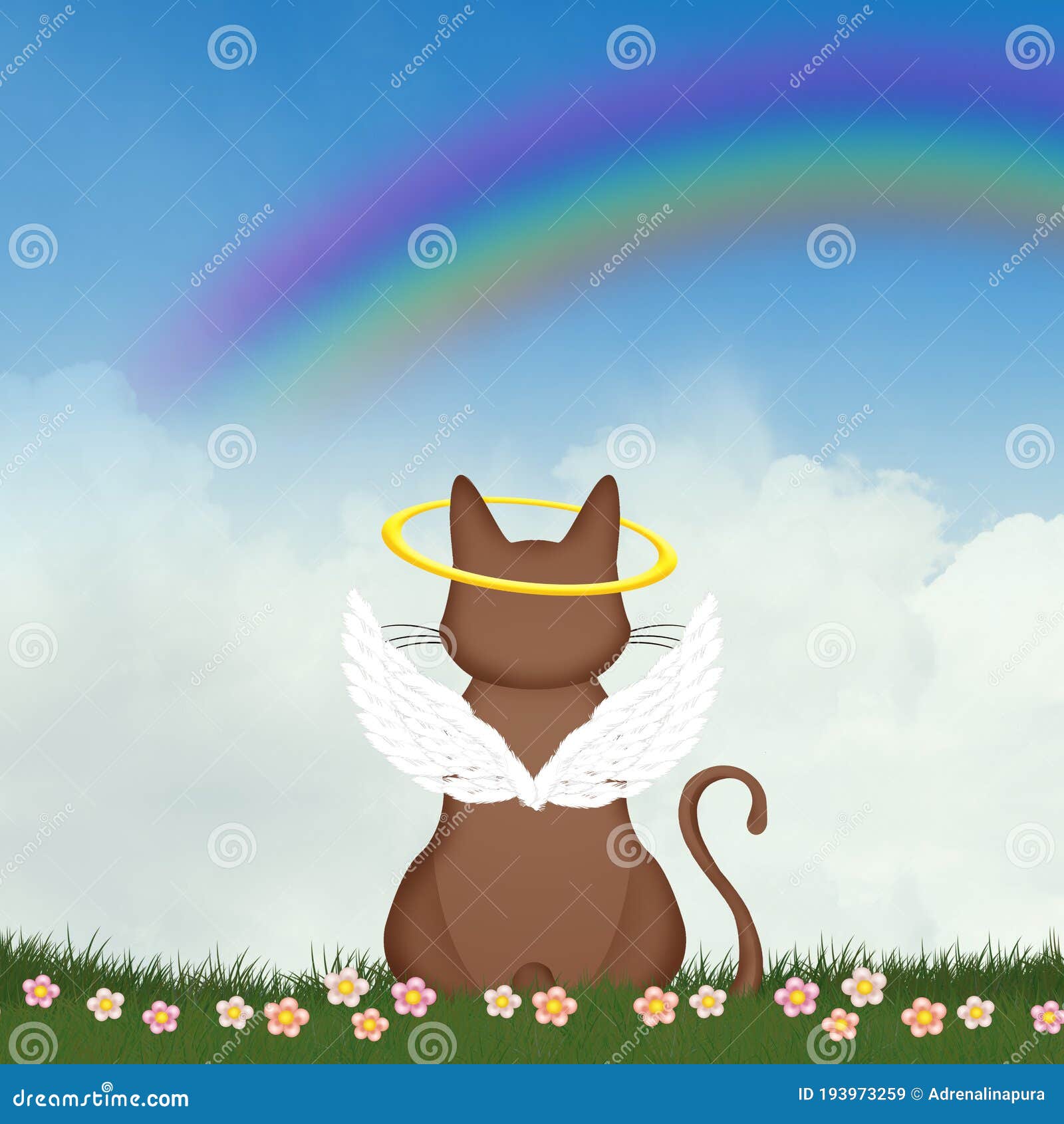 Rainbow Bridge for Remember Cat Stock Illustration - Illustration of ...