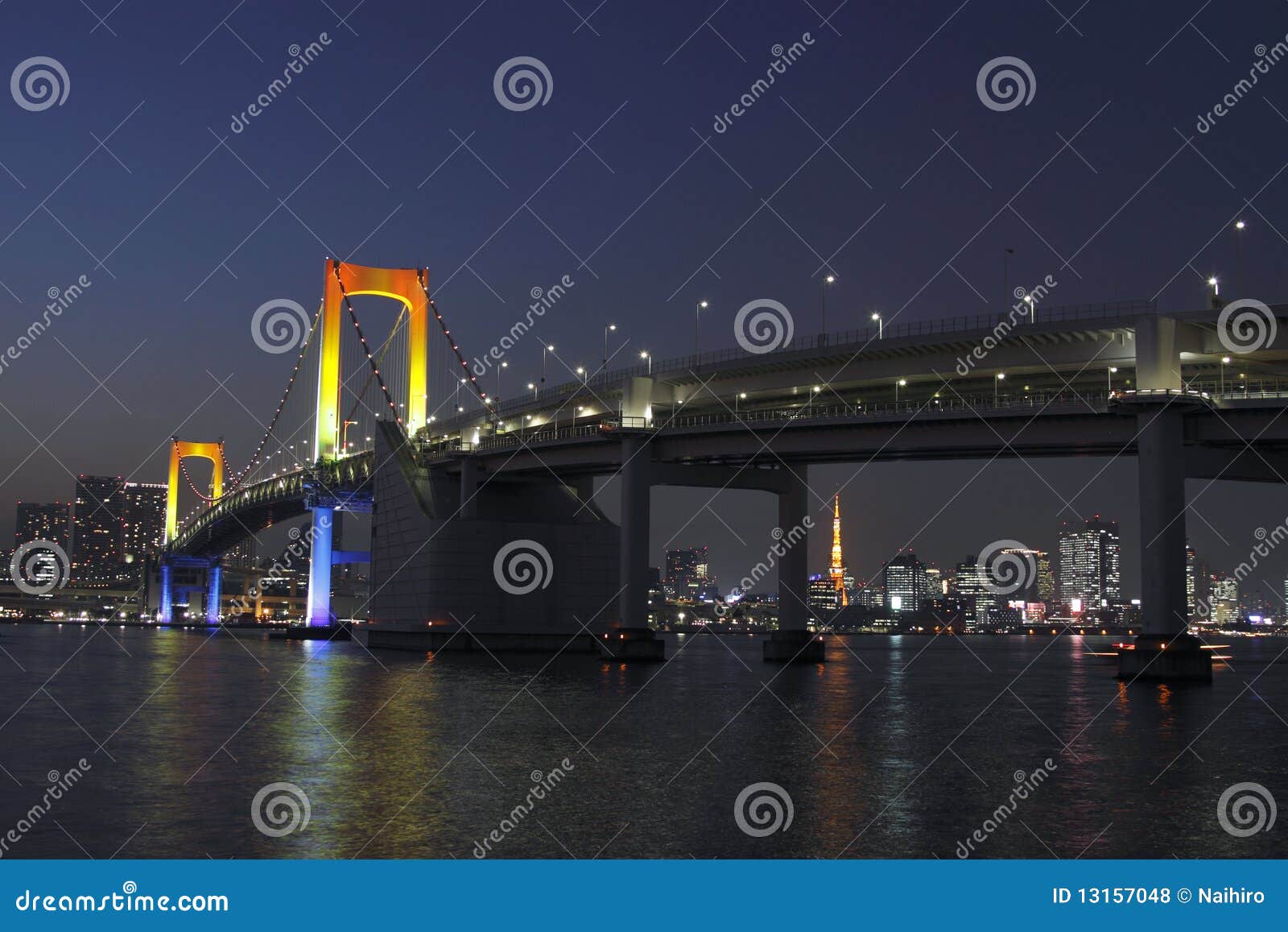 Rainbow Bridge in Tokyo Bay Stock Photo - Image of bridge, harbor: 13157048