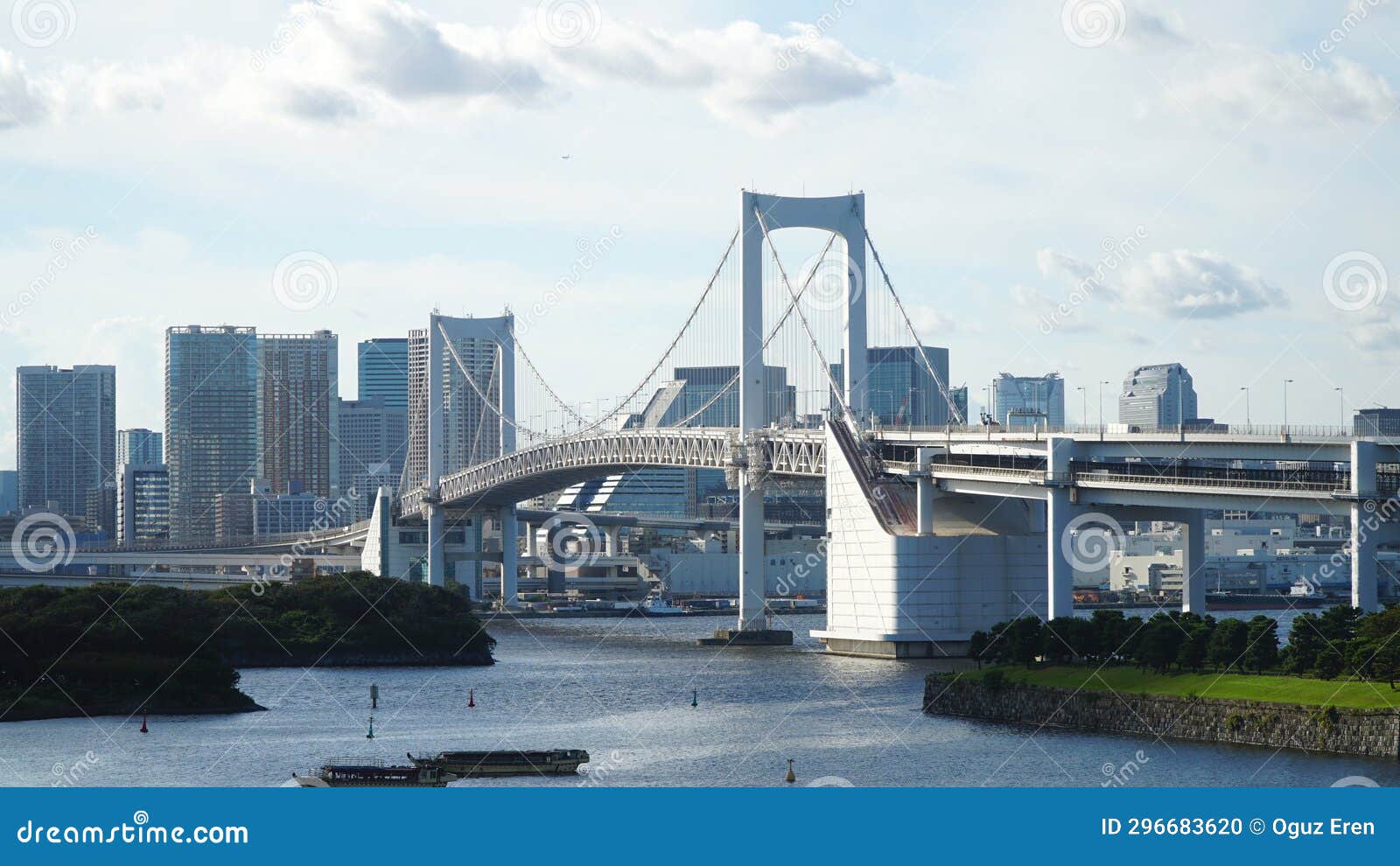 The Rainbow Bridge and Tokyo Bay, Japan Stock Photo - Image of landmark ...