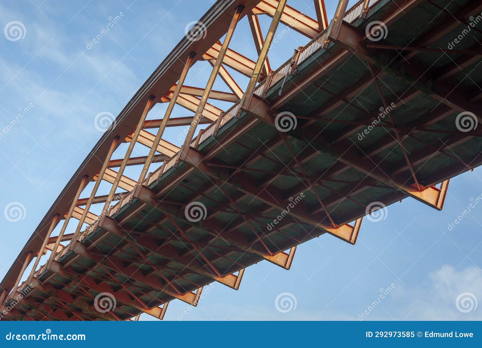 Detail of a Red Metal Bridge Against a Lovely Blue Sky. Stock Image ...