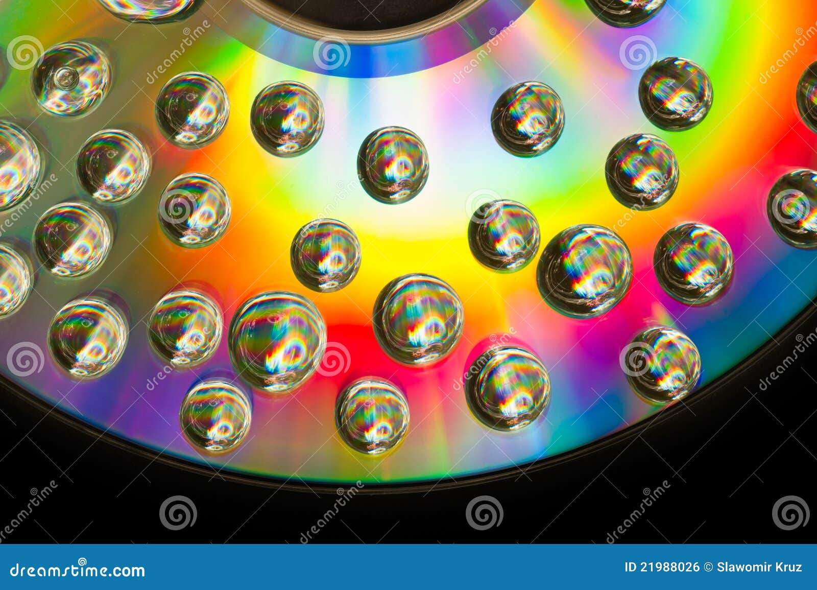 Rainbow bubble on cd stock photo. Image of drop, raindrop - 21988026