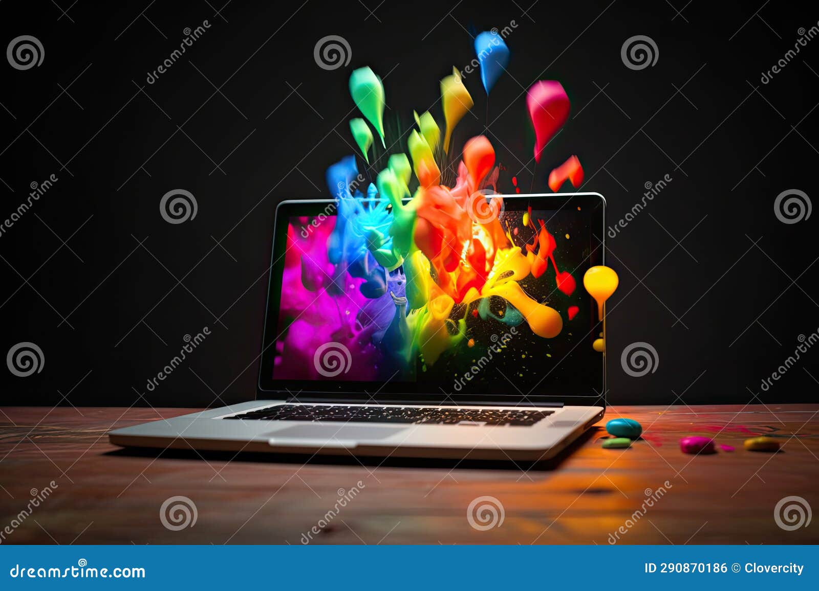 Rainbow Burst Out of Computer Screen Stock Illustration - Illustration ...