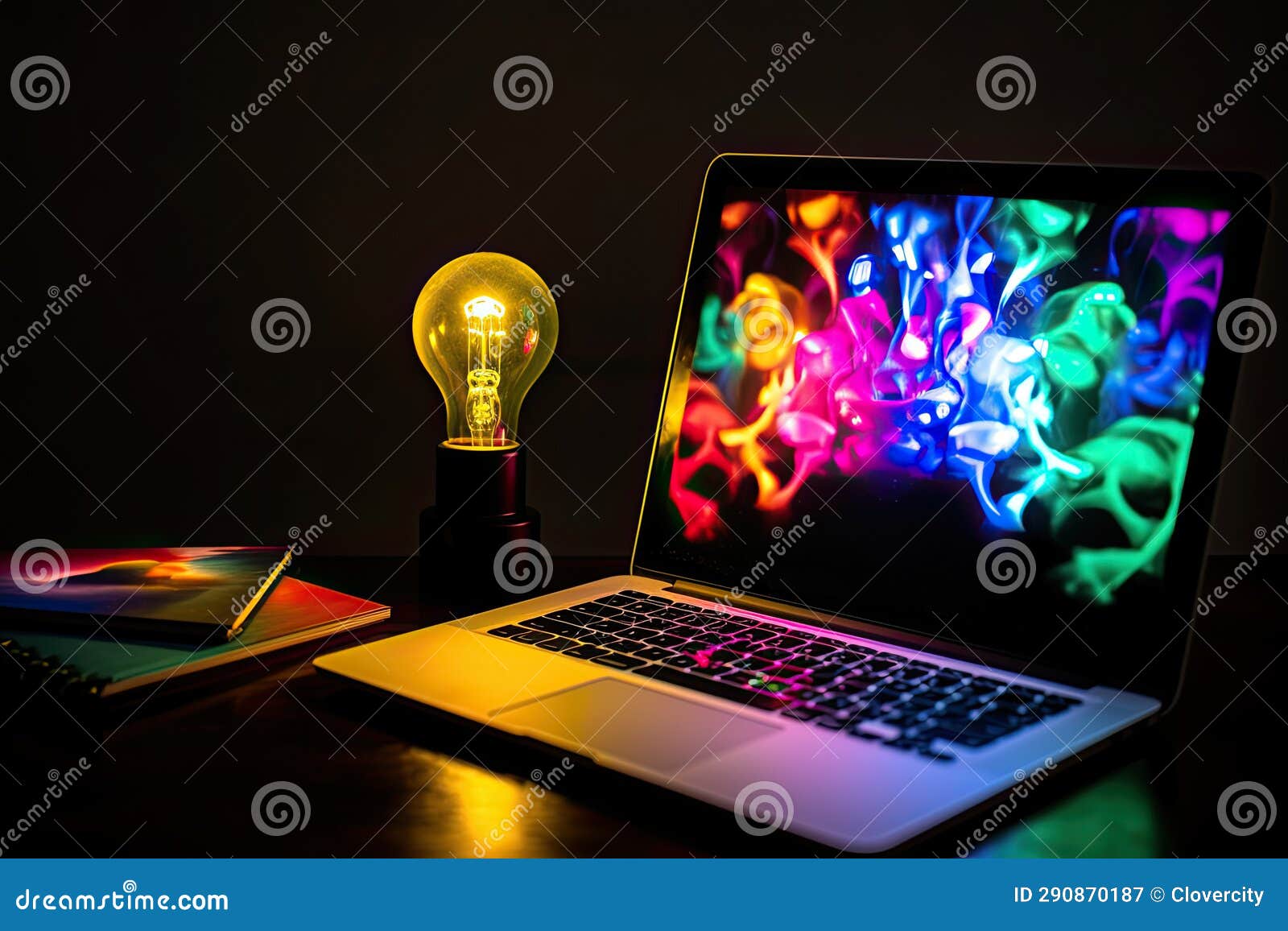 Rainbow Burst Out of Computer Screen Stock Illustration - Illustration ...