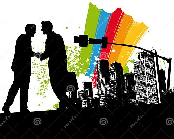 Rainbow Business Handshake stock vector. Illustration of success - 4400232