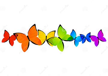 Rainbow butterflies border stock vector. Illustration of ecology - 39393012