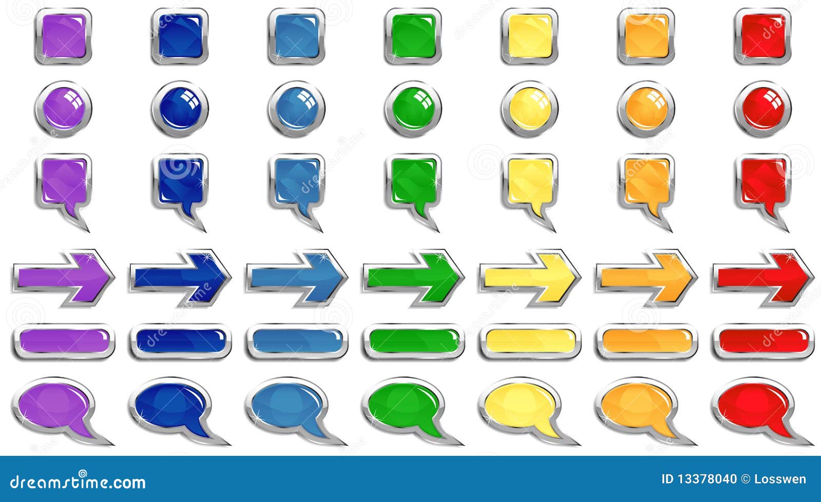 Rainbow buttons stock vector. Illustration of blue, color - 13378040