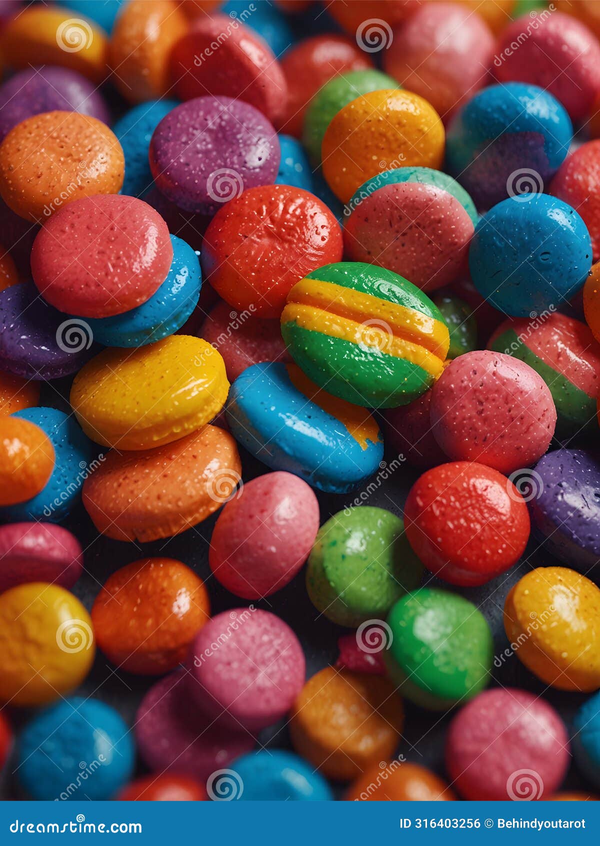 A Rainbow of Candy. a Close-up View of a Pile of Colorful Candies Stock ...
