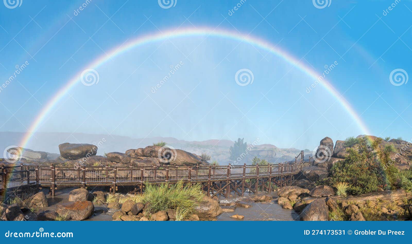 Rainbow Over a Boardwalk at Augrabies Falls Stock Image - Image of ...
