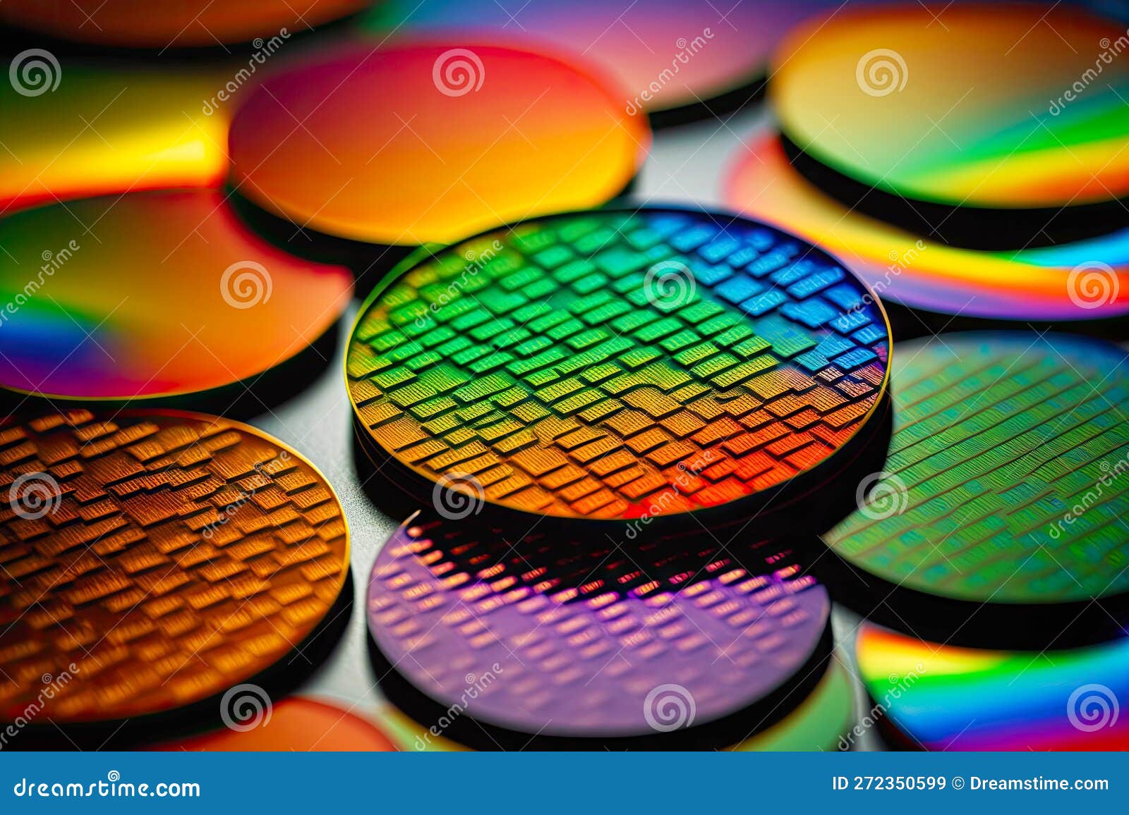 Rainbow Chips and Microchips Wafer Semiconductor Manufacturing Stock ...