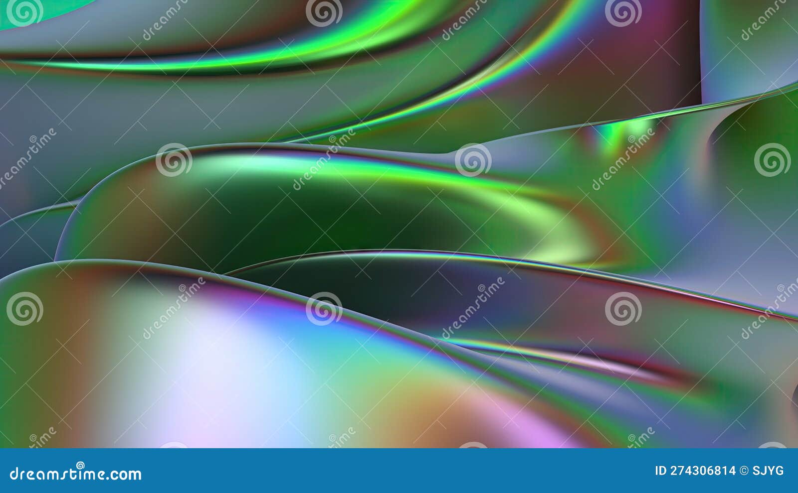 Rainbow Chrome Wavy Metal Reflection Psychedelic Cyberpunk Modern 3d ...