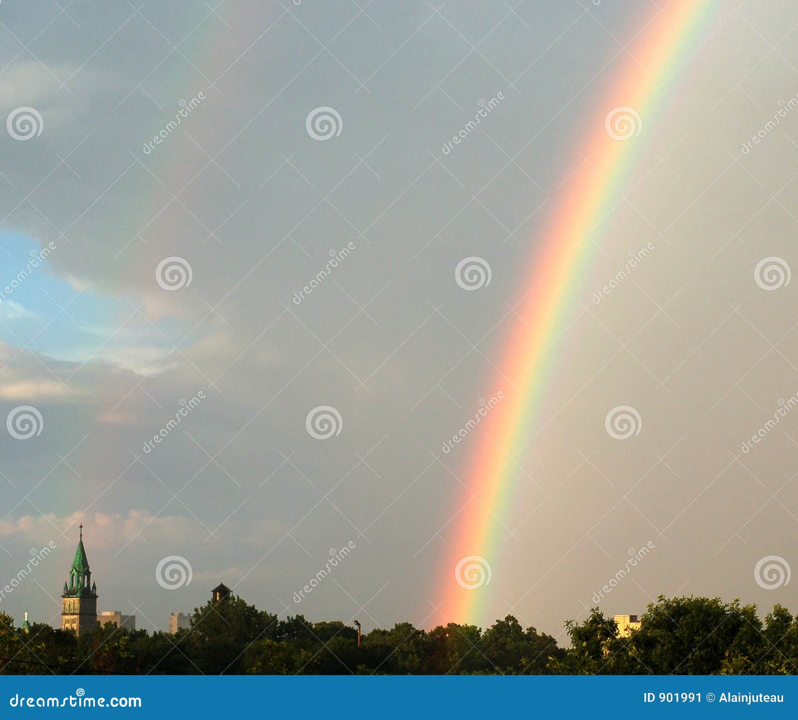 Rainbow & Church in Montreal Stock Image - Image of raining, trees: 901991