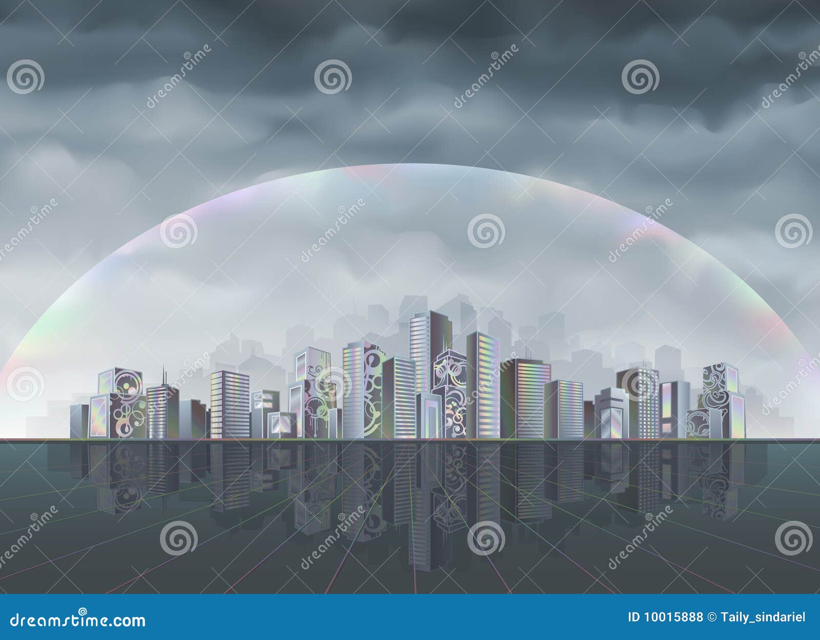 Rainbow city stock vector. Illustration of city, colorless - 10015888