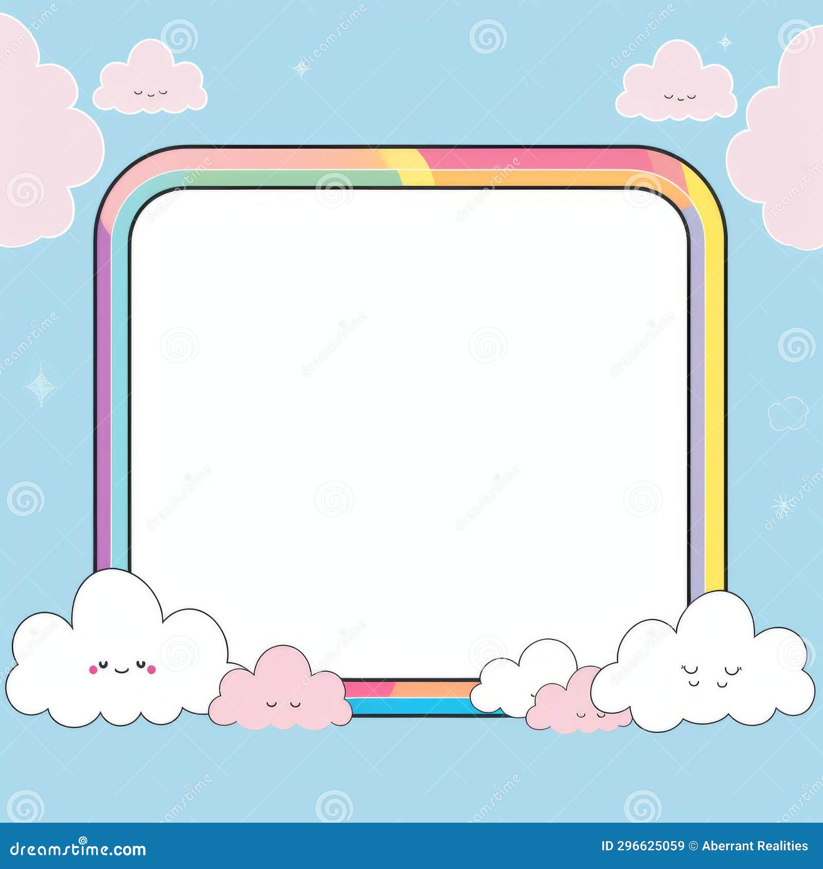 A Rainbow Cloud Frame with a Rainbow Cloud in the Middle and Clouds ...