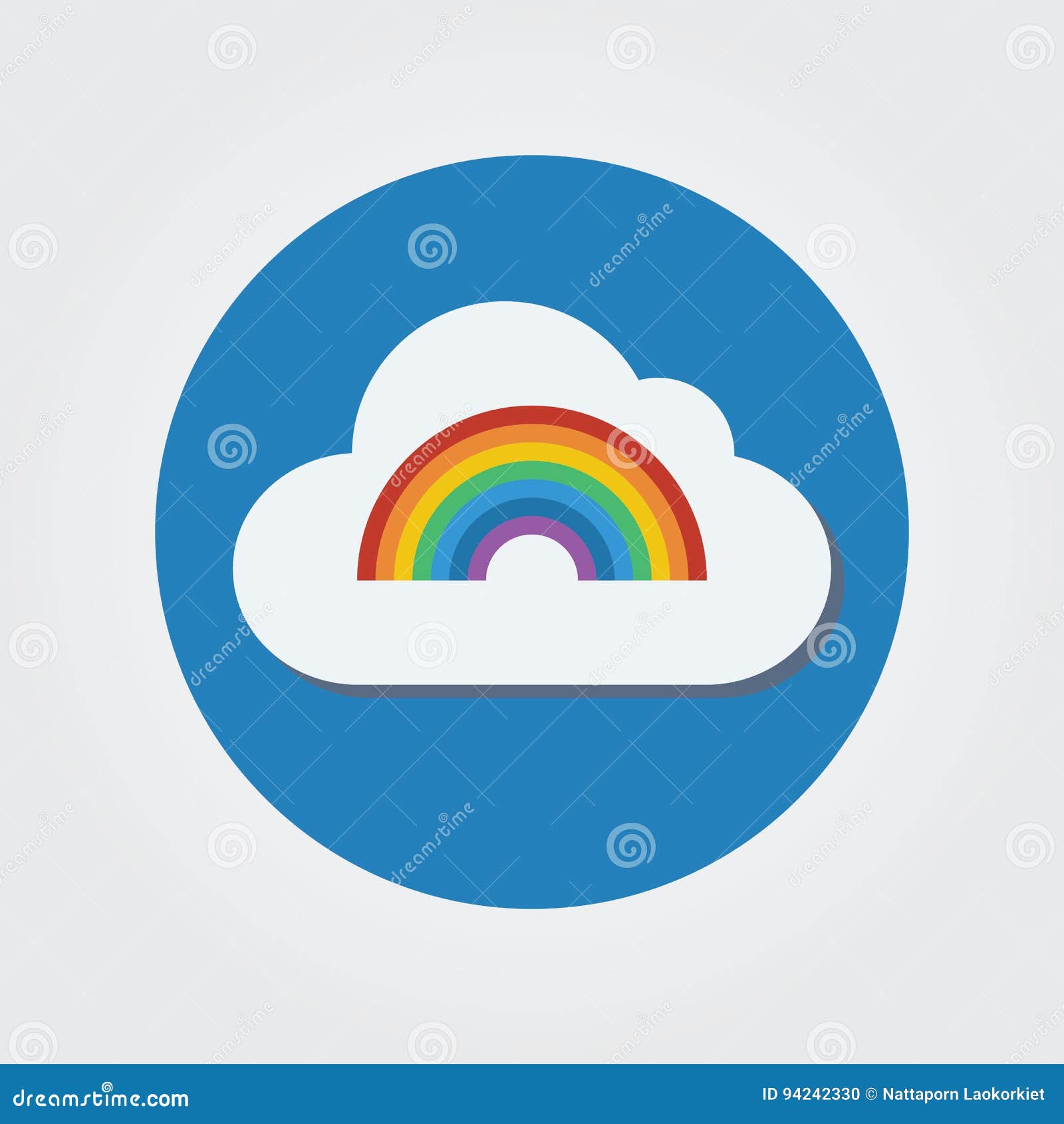 Rainbow and cloud icon. stock vector. Illustration of decoration - 94242330