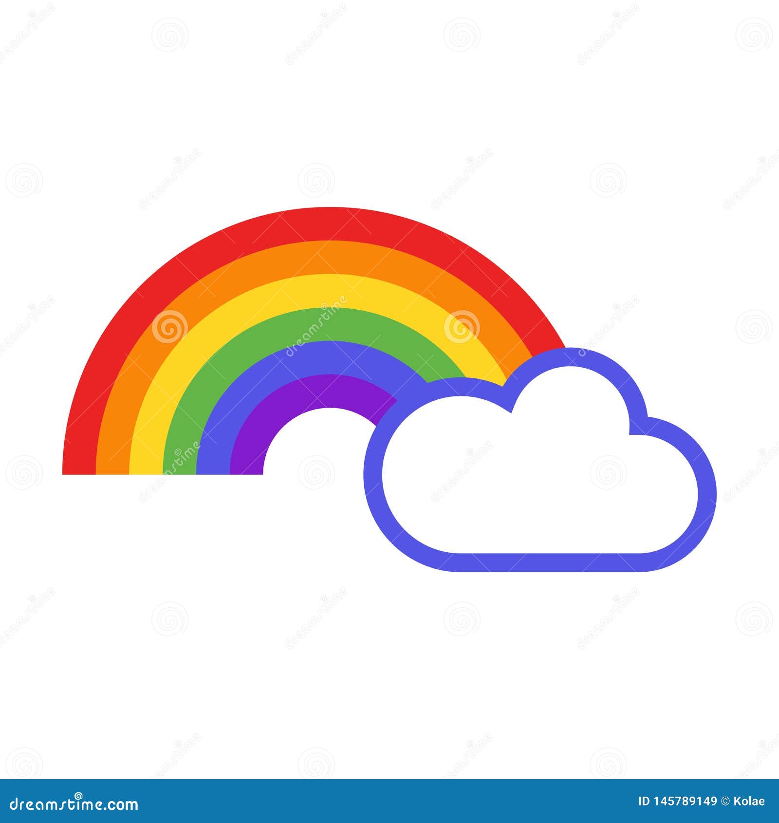 Rainbow and cloud icon stock vector. Illustration of nature - 145789149