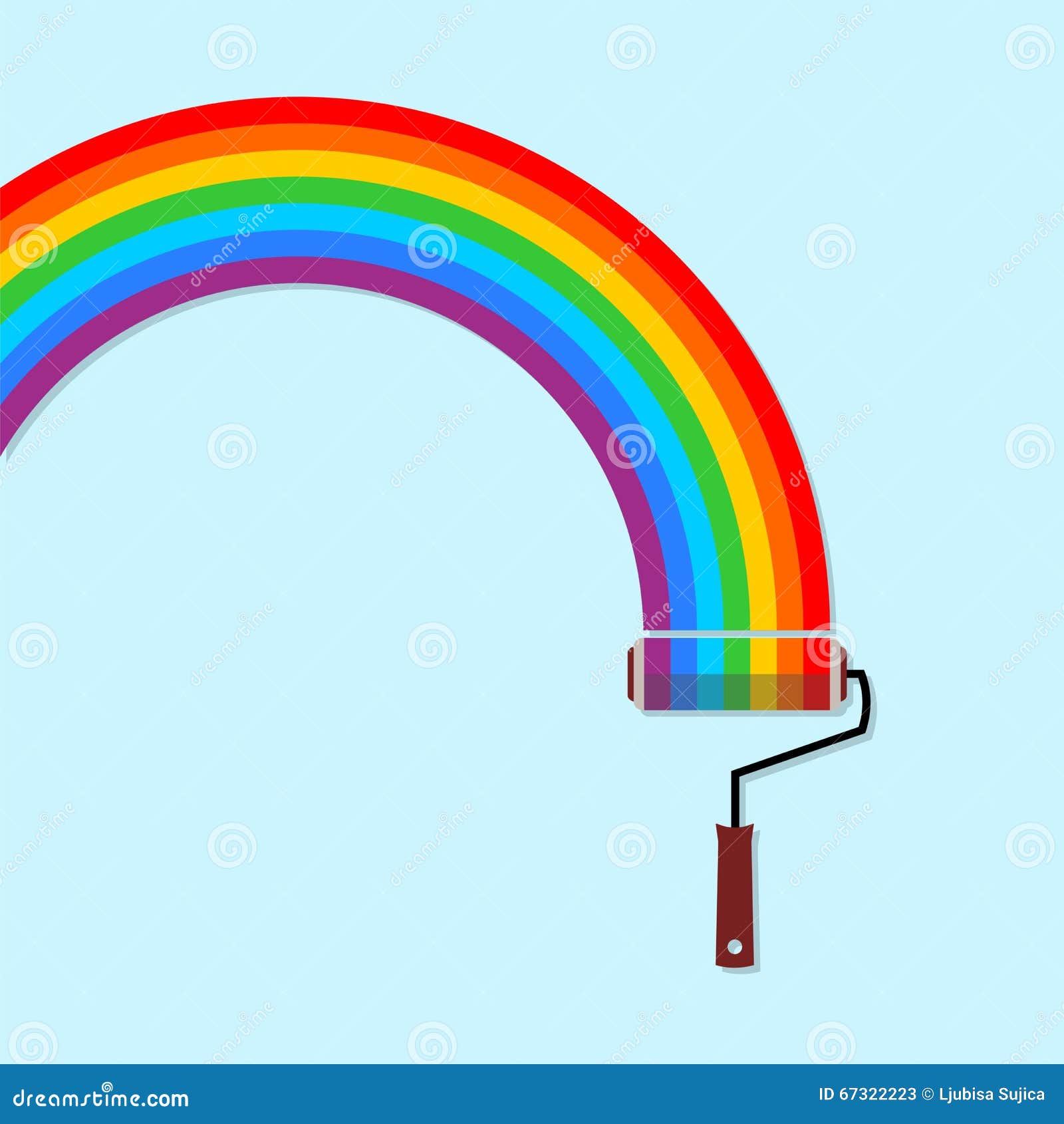 Rainbow Cloud and Paint Roller Stock Image - Image of bright, pattern ...
