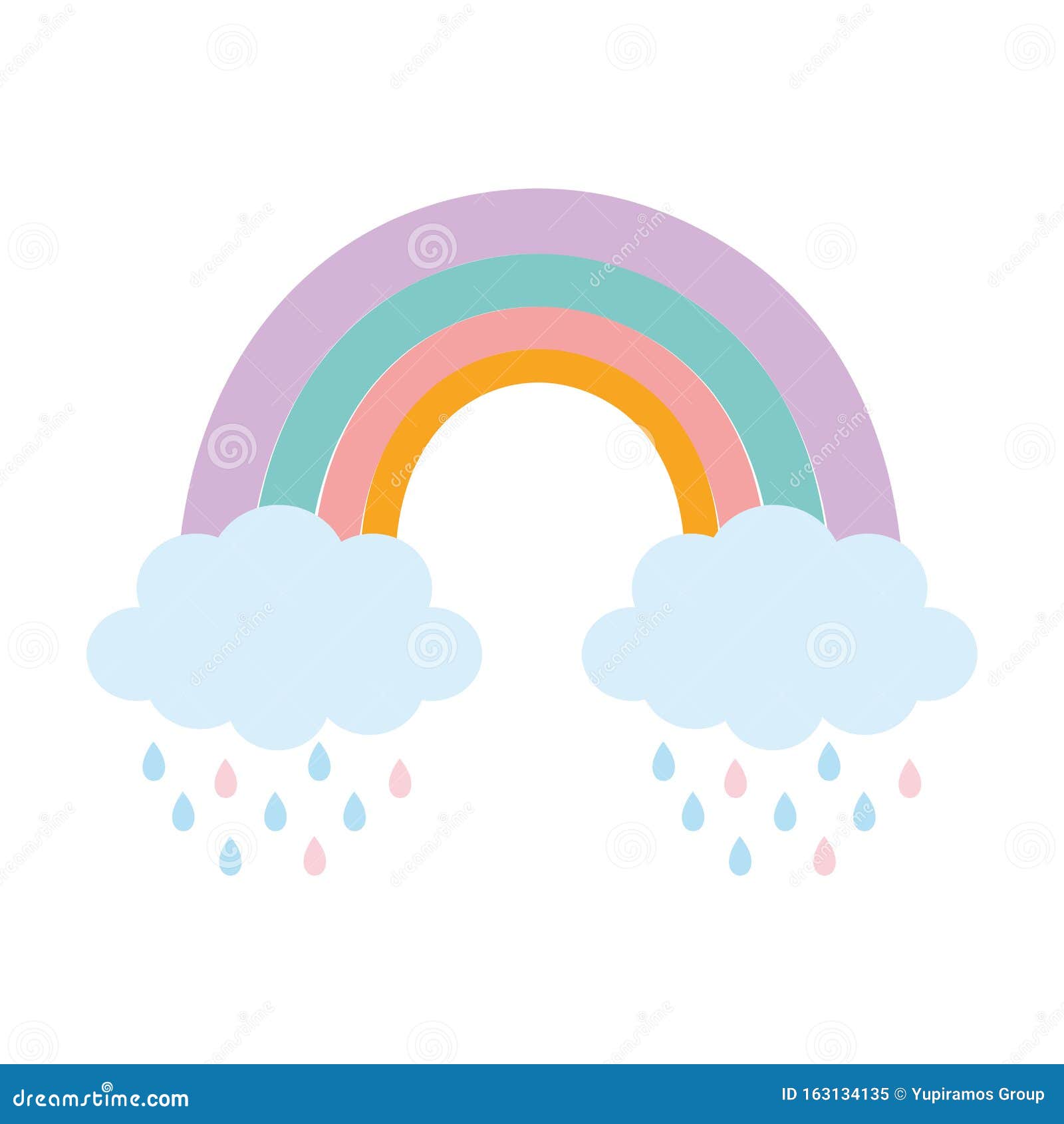 Rainbow Cloud Rain Drops Cartoon Stock Vector - Illustration of vector ...