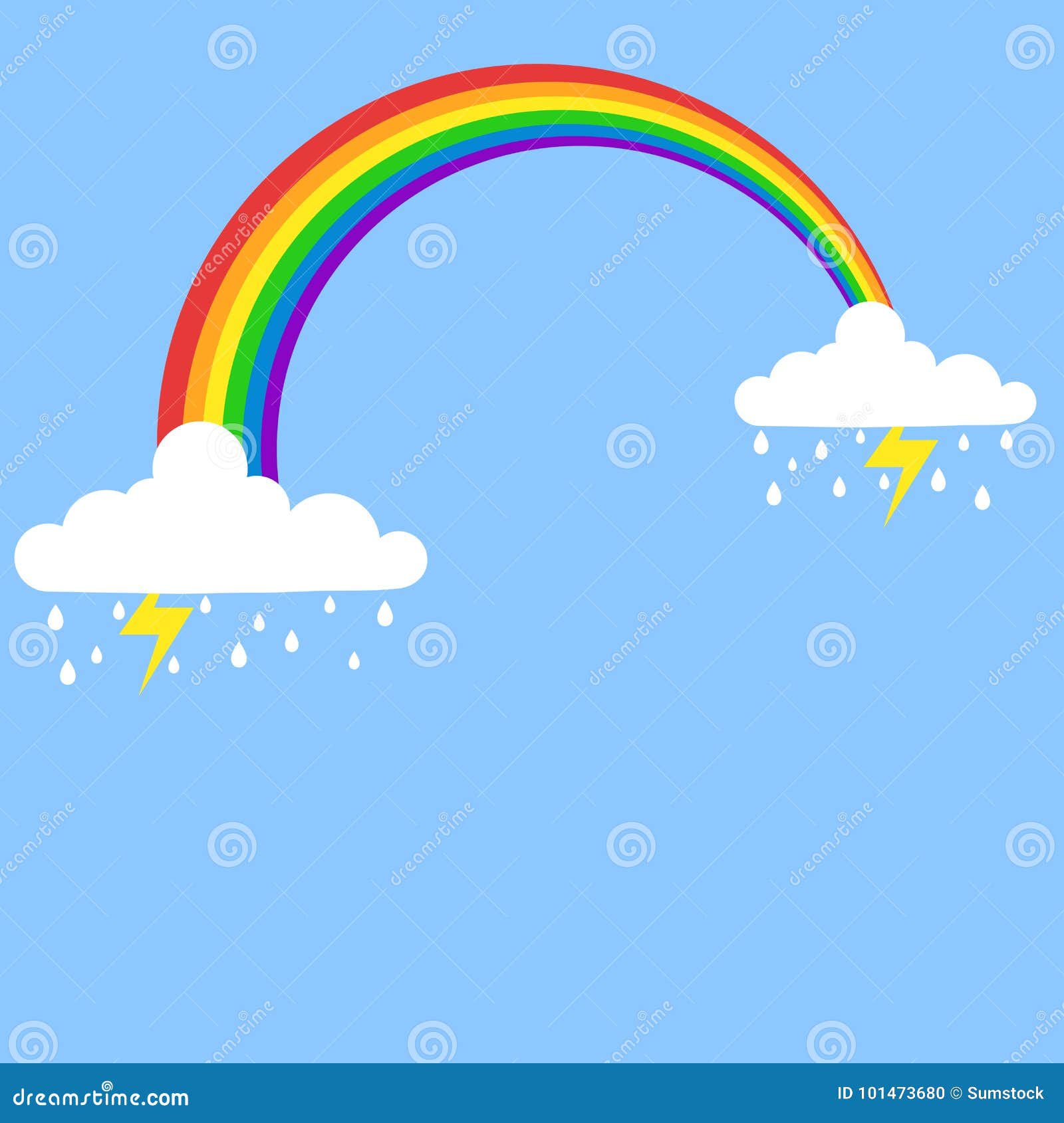 Rainbow and clouds banner stock vector. Illustration of theme - 101473680