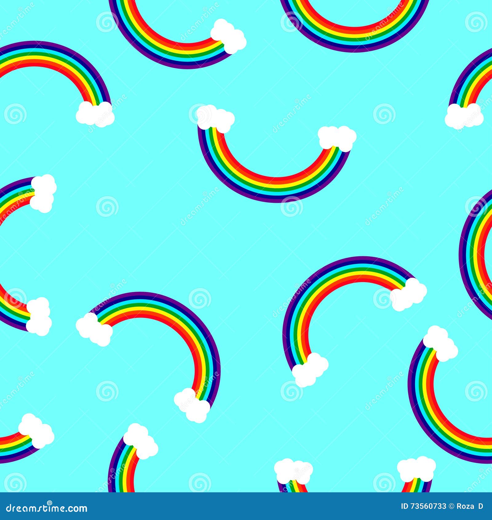 Rainbow with Clouds on a Blue Background in a Random Order Stock Vector ...