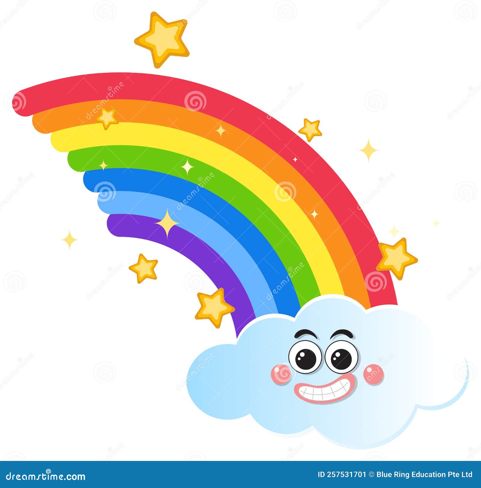 Rainbow with Clouds in Cartoon Style Stock Vector - Illustration of ...