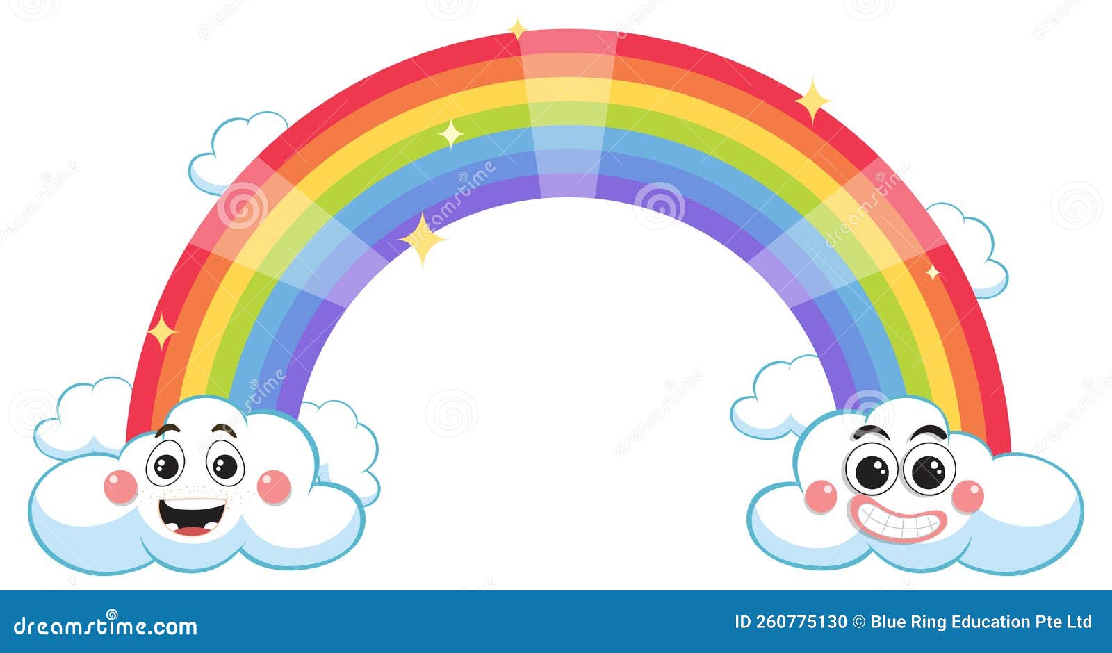 Rainbow with Clouds in Cartoon Style Stock Vector - Illustration of ... Rainbow with Clouds in Cartoon Style Stock Vector - Illustration of ...