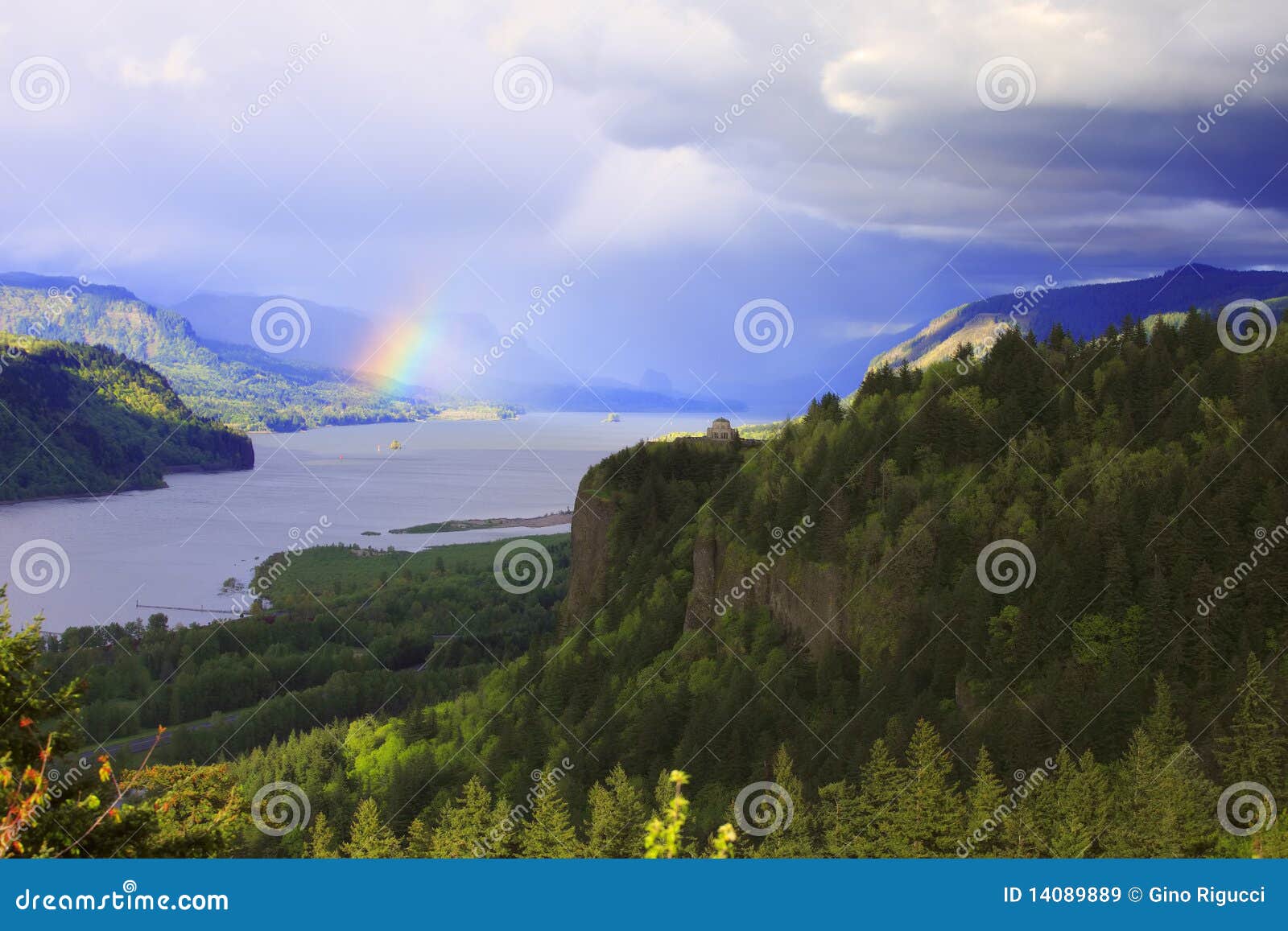Rainbow and Clouds on the Columbia Gorge Oregon. Stock Image - Image of ...