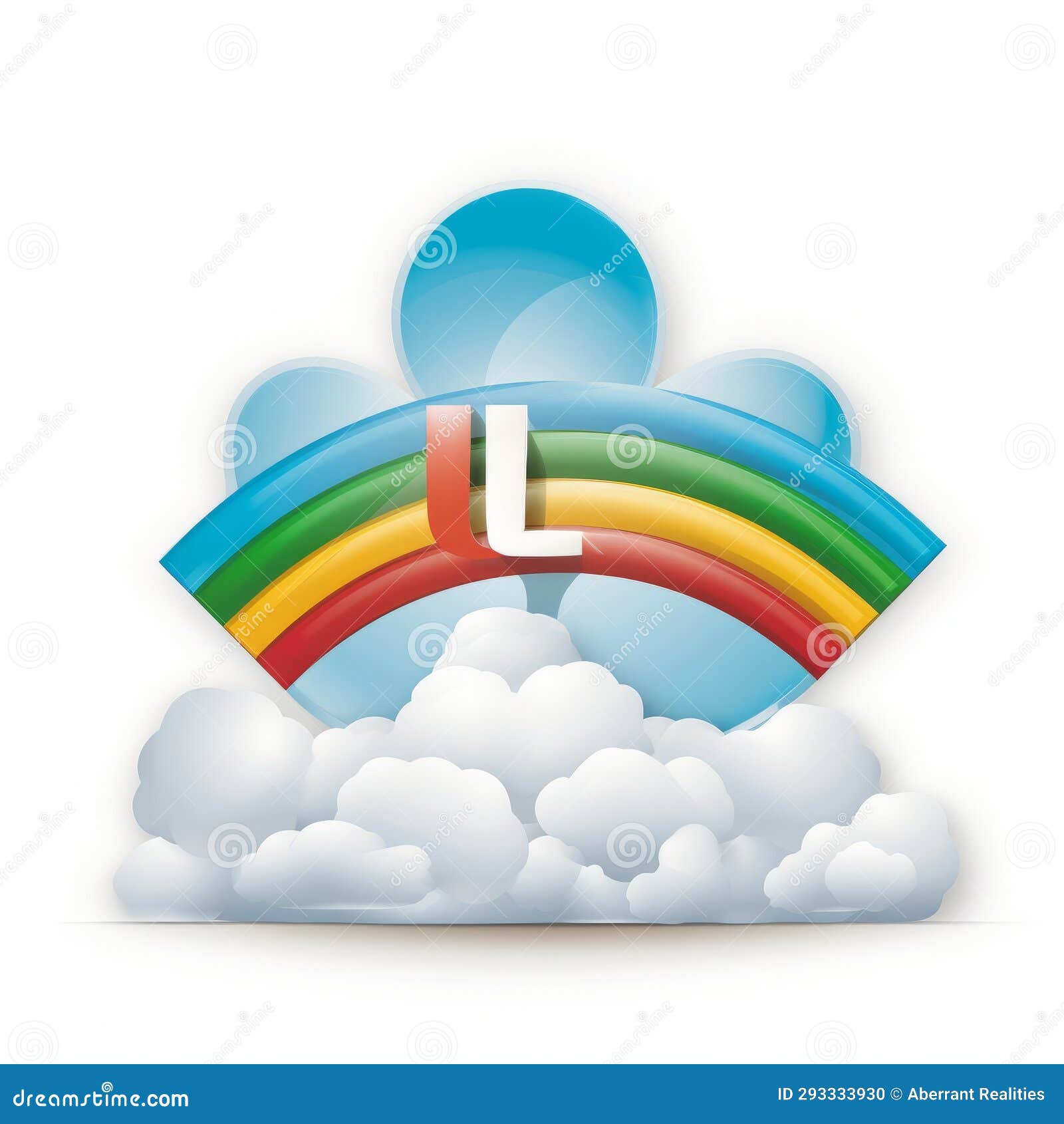 A Rainbow and Clouds with the Letter L Stock Illustration ...