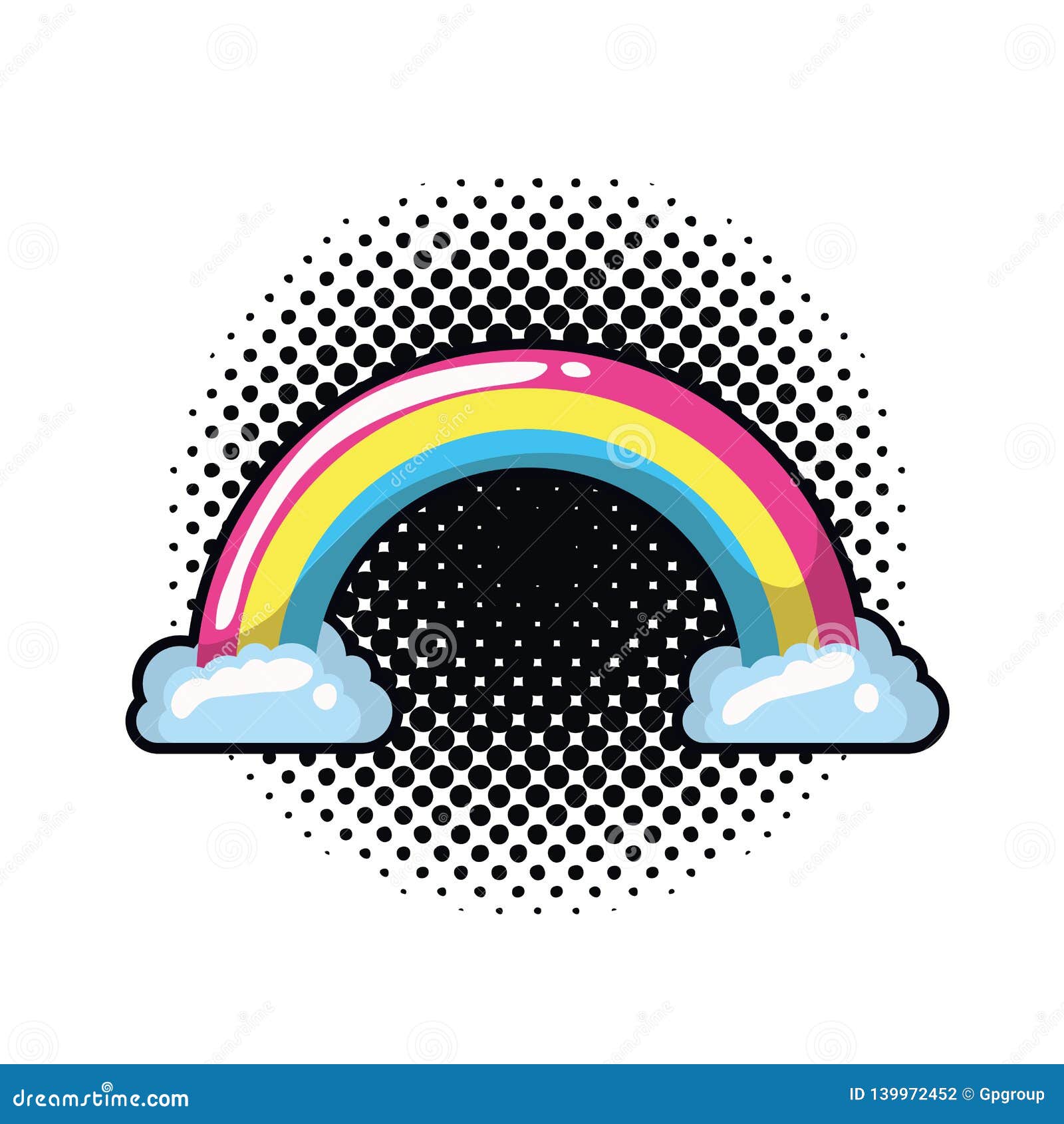 Rainbow with Clouds Pop Art Stock Vector - Illustration of design ...