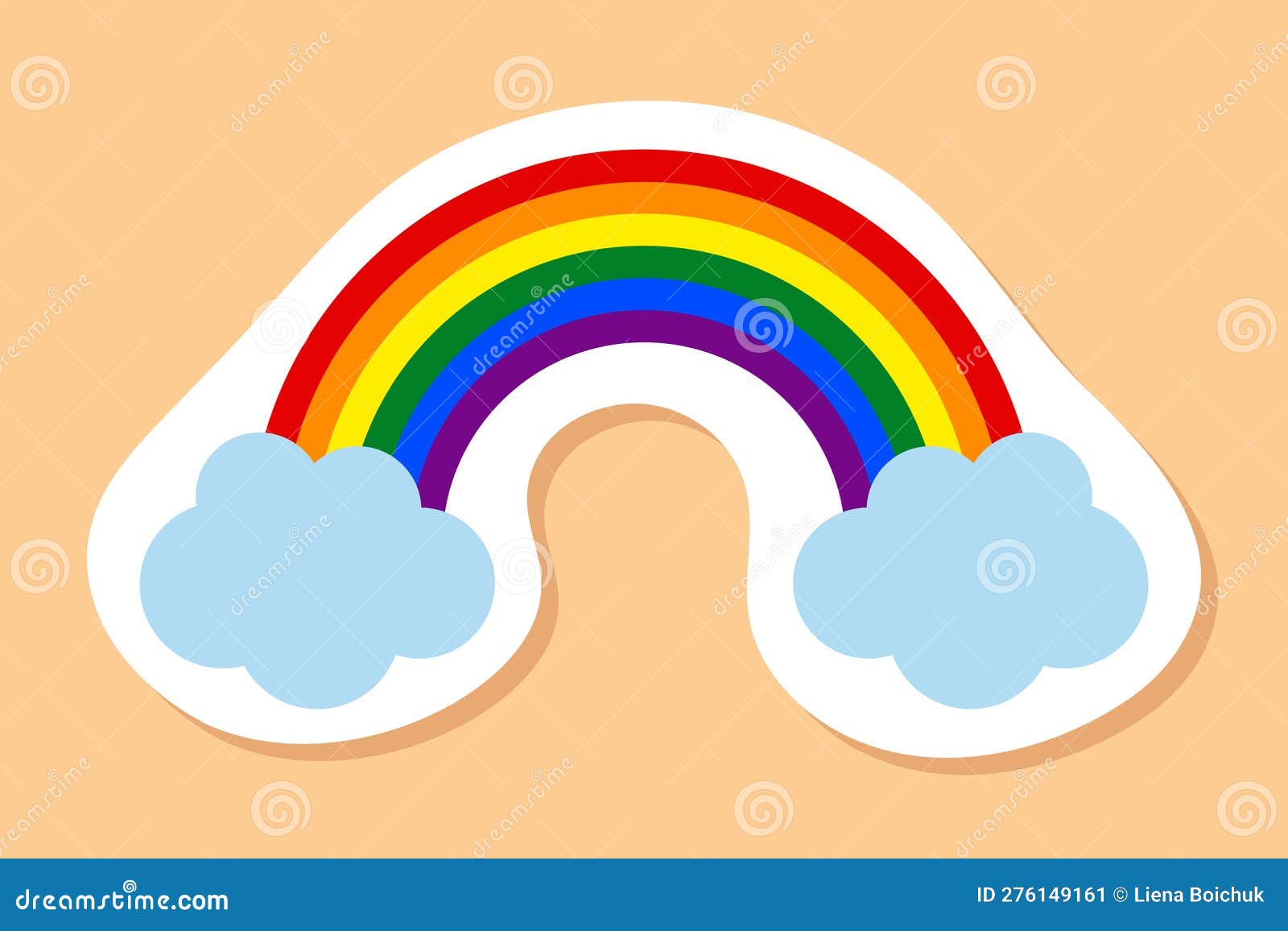 Rainbow With Clouds Sticker Pride Month Vector Design Element Stock