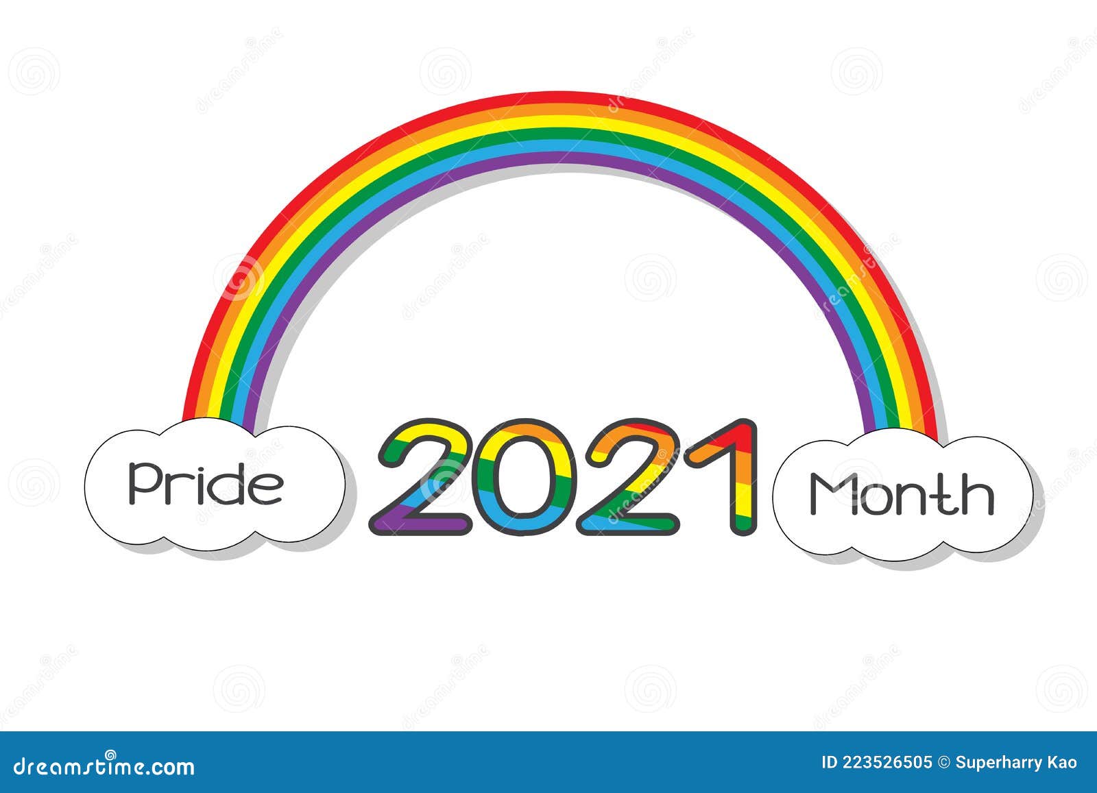 Rainbow and Clouds. Vector . PRIDE MONTH Stock Vector - Illustration of ...