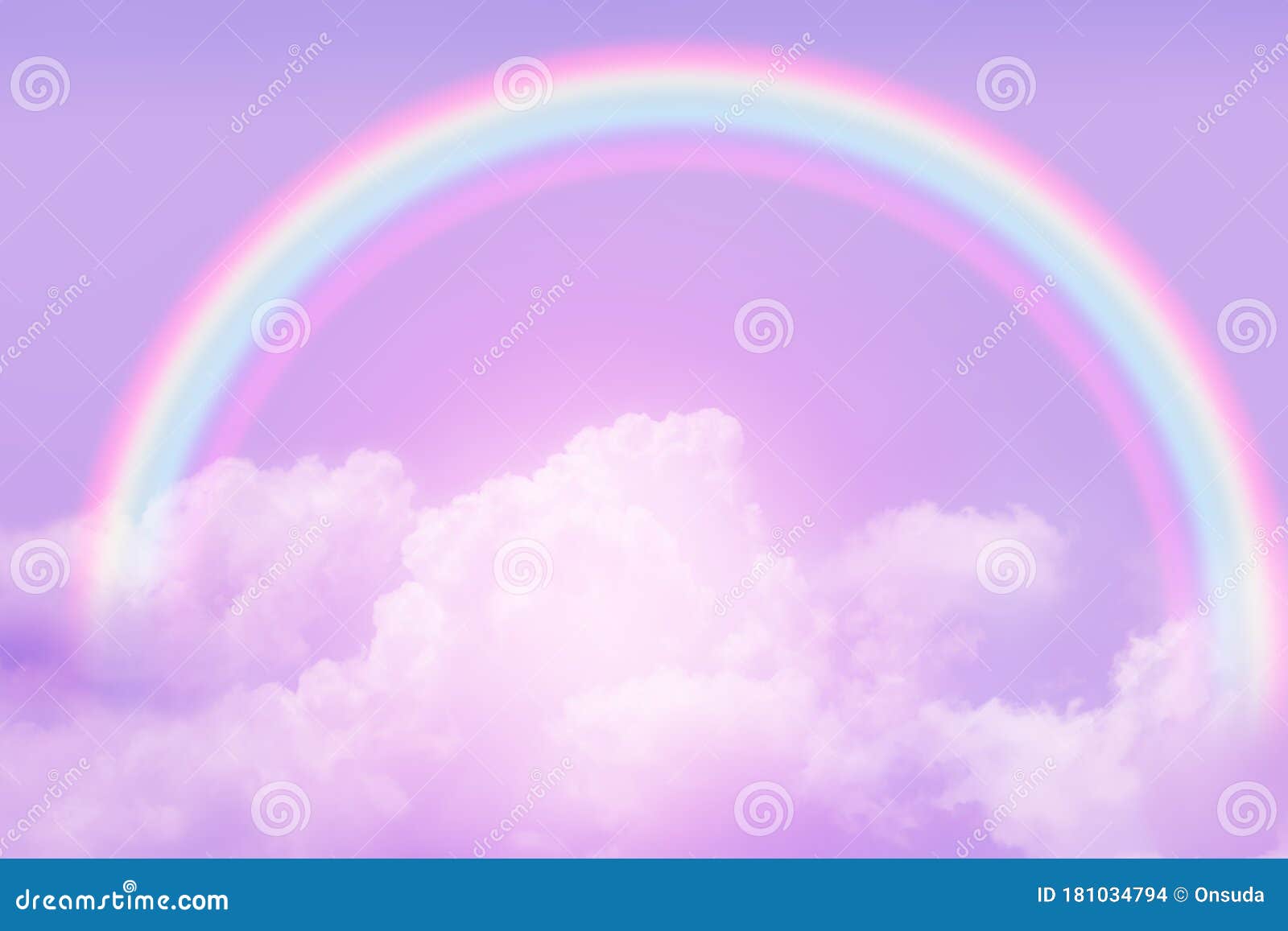 Rainbow in cloudy sky stock photo. Image of bright, blue - 181034794