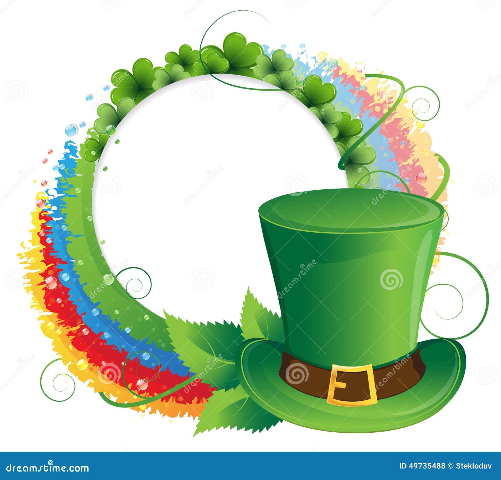 Rainbow, Clover and Leprechaun Hat Stock Vector - Illustration of ...