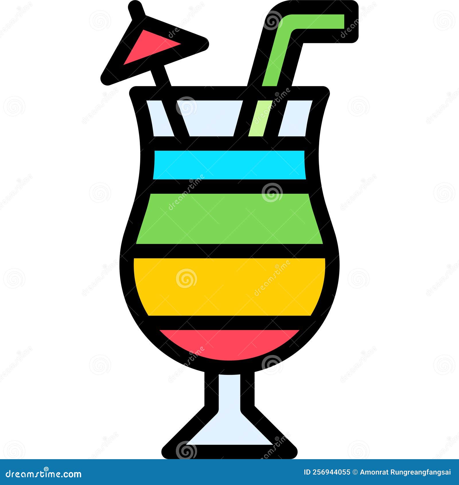 Rainbow Cocktail Icon Alcoholic Mixed Drink Vector Stock Vector