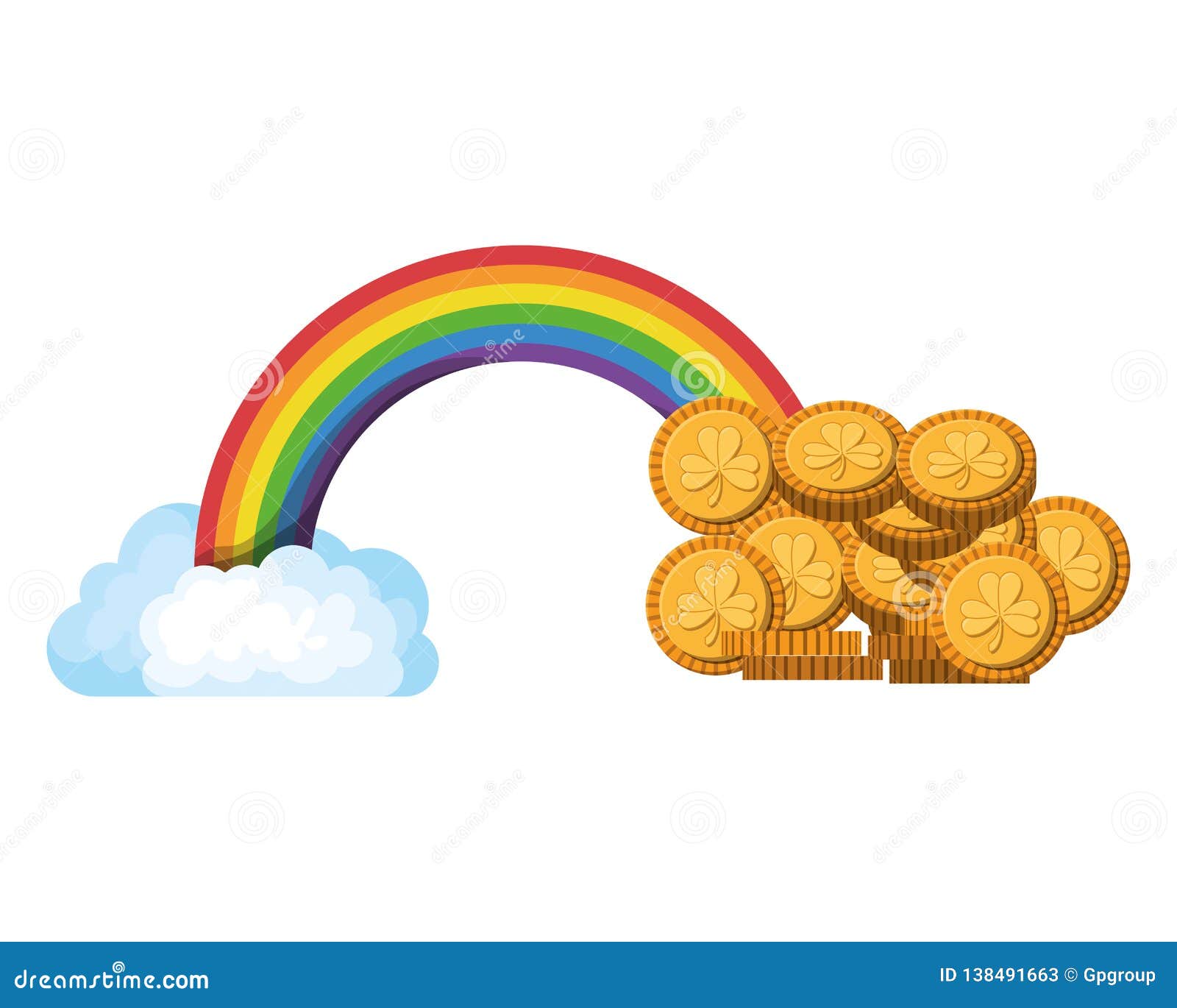Rainbow with Coins Isolated Icon Stock Vector - Illustration of clouds ...