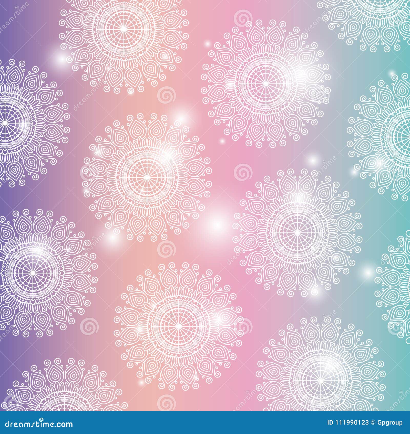 Rainbow Color Background with Brightness and Pattern Flower Mandala ...