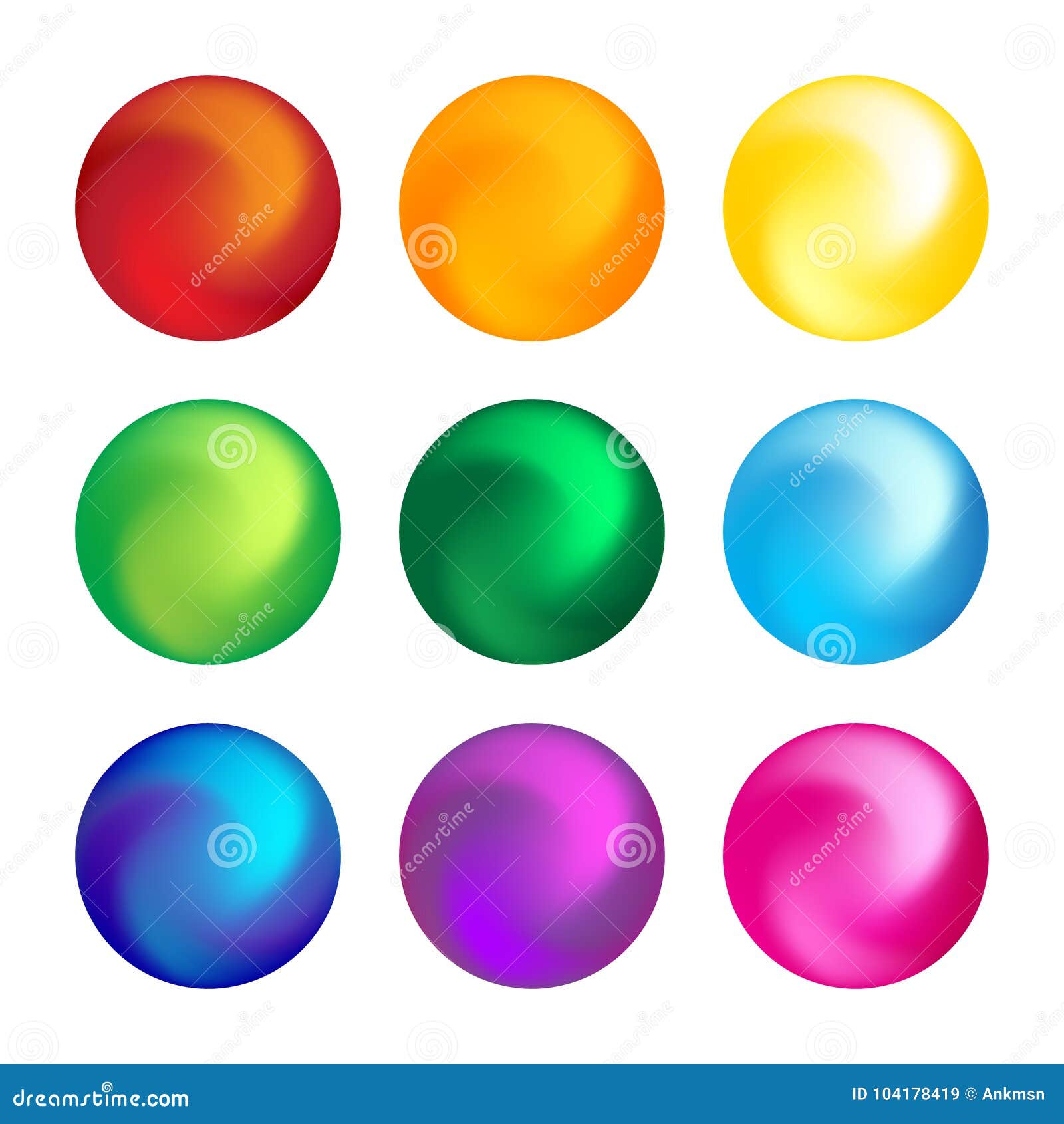 Rainbow Color Ball Three Dimensional Set Design Element Stock Vector ...