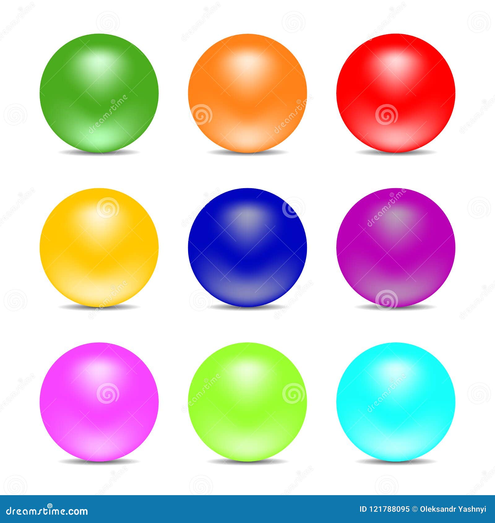 Rainbow Color Balls Isolated on White Background. Glossy Spheres. Set ...