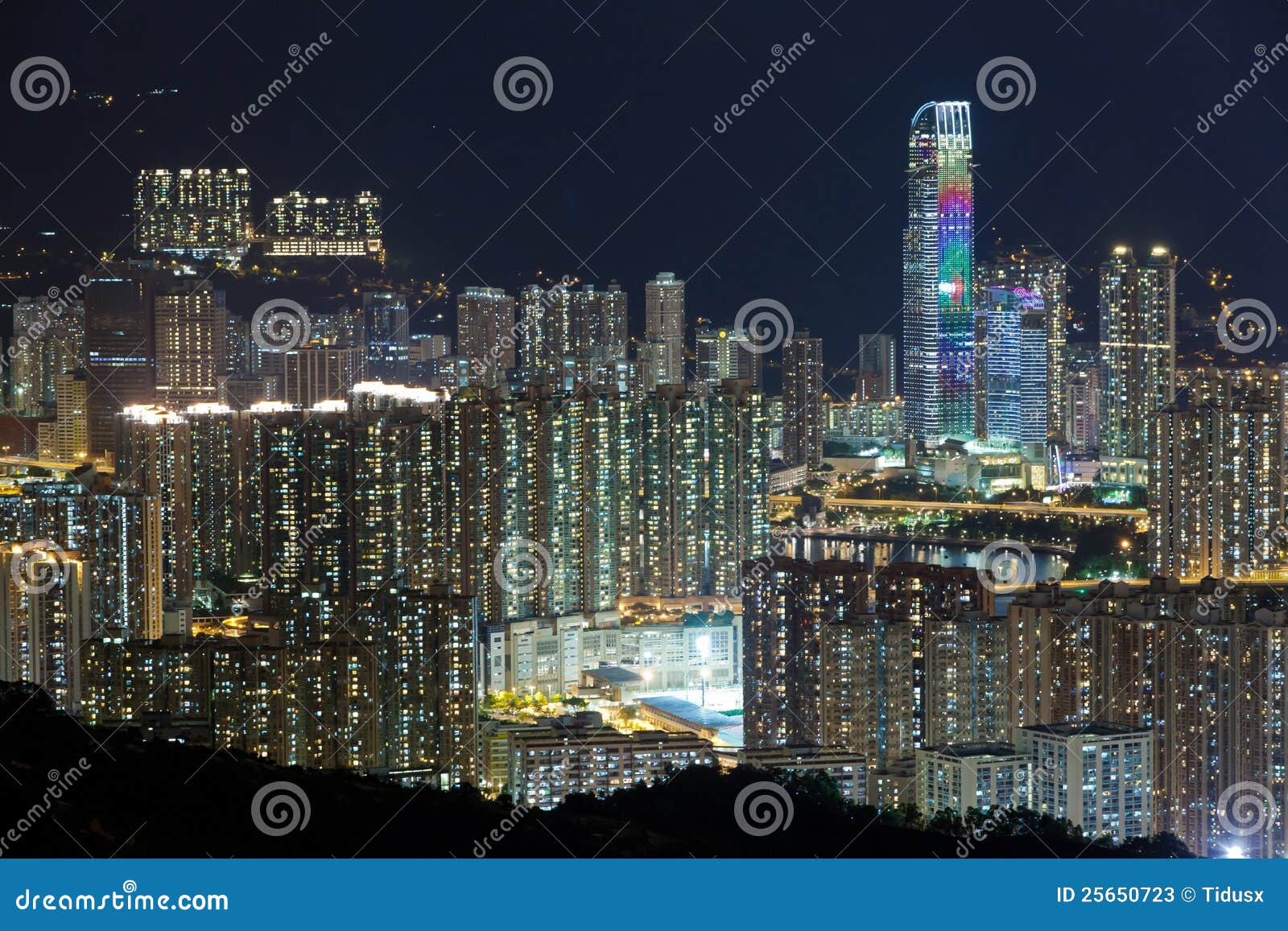 Rainbow color building editorial stock photo. Image of lighting - 25650723