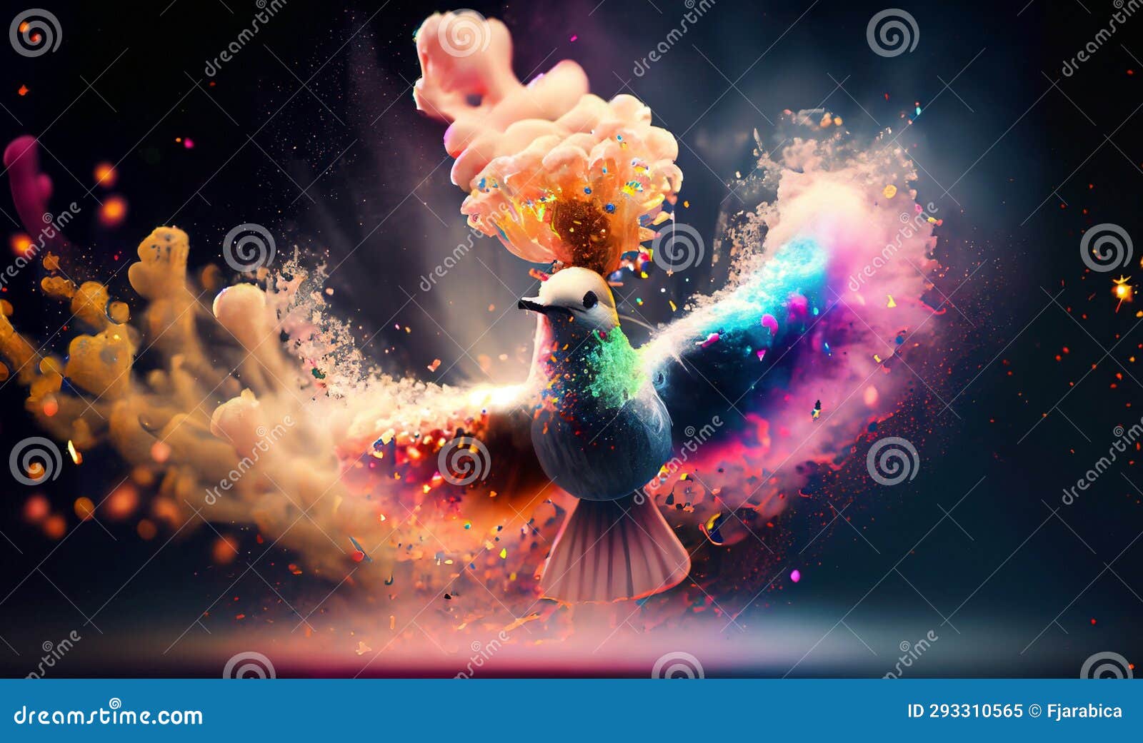 Rainbow Color Explosion with Bird Stock Illustration - Illustration of ...