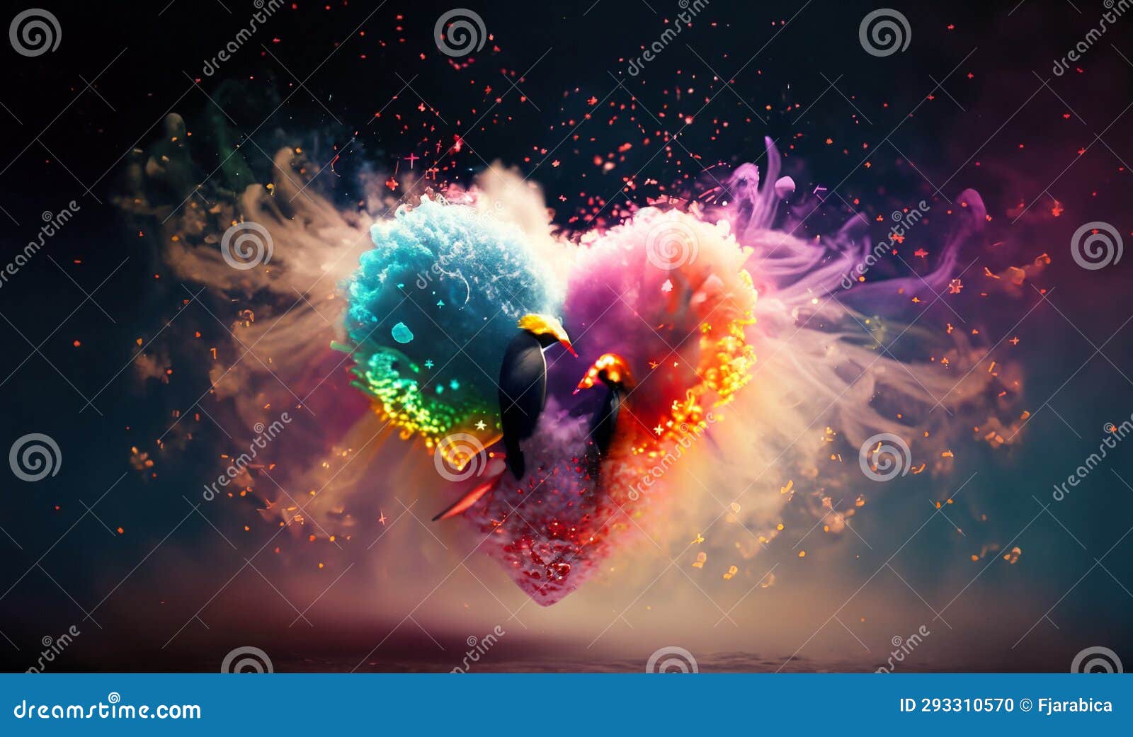 Rainbow Color Explosion with Heart Stock Illustration - Illustration of ...
