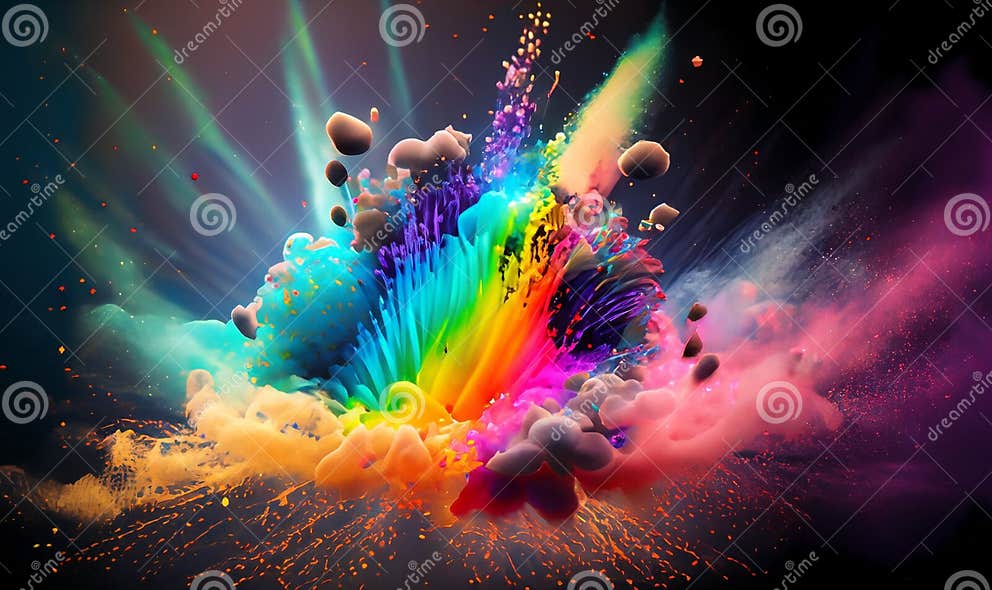 Rainbow color explosion stock illustration. Illustration of planet ...