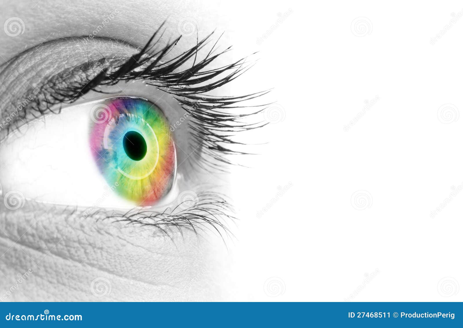 Rainbow Color in the Eye of a Beautiful Woman Stock Image - Image of ...