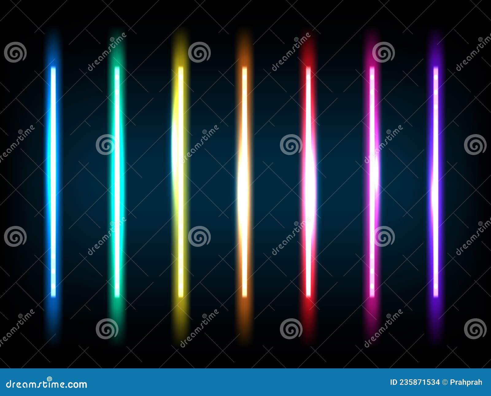 Rainbow Color Glowing Led Light Tube Lamps Stock Vector - Illustration ...