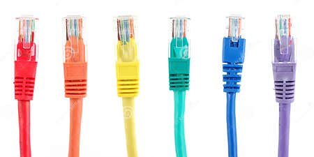 Rainbow Color Network Cables Stock Photo - Image of data, connection ...
