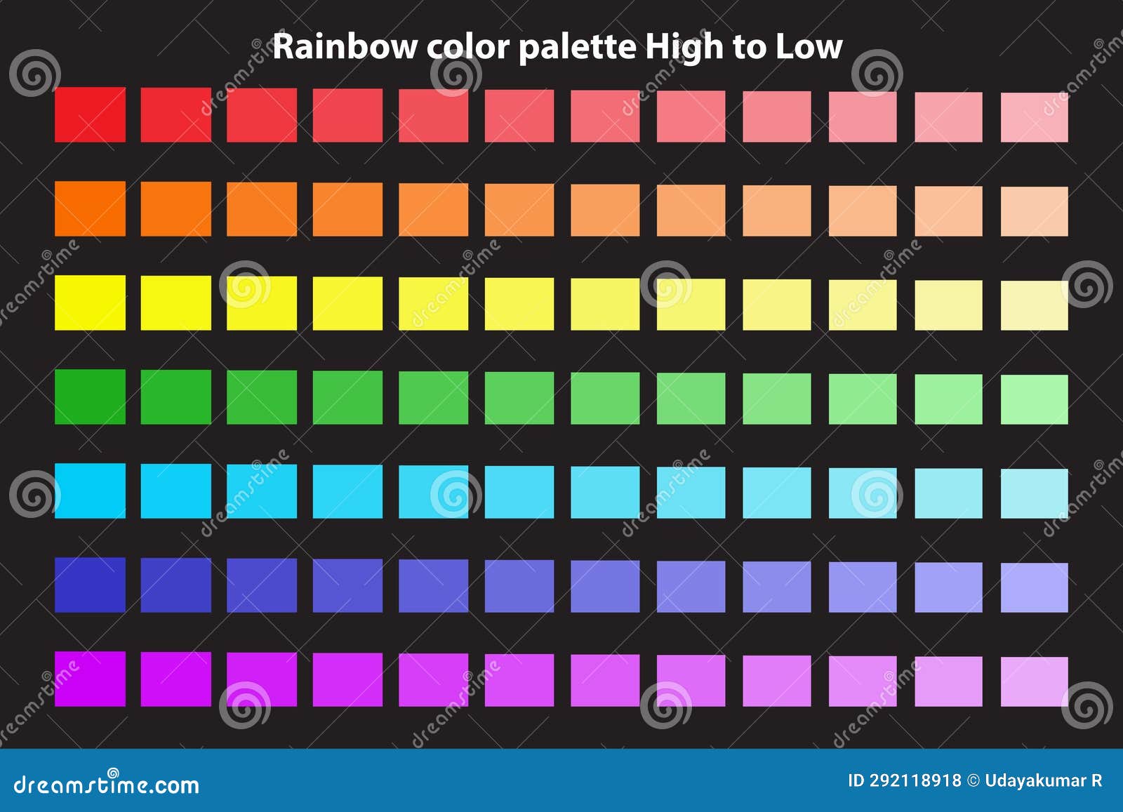 Rainbow Color Palate Low To High. Vector Illustration Stock Vector ...