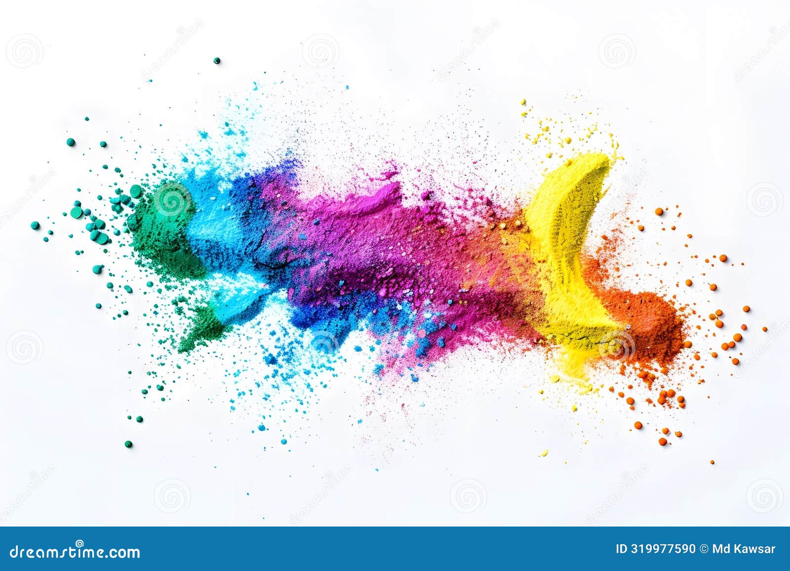 Rainbow Color Powder on White Background, Top View Stock Illustration ...