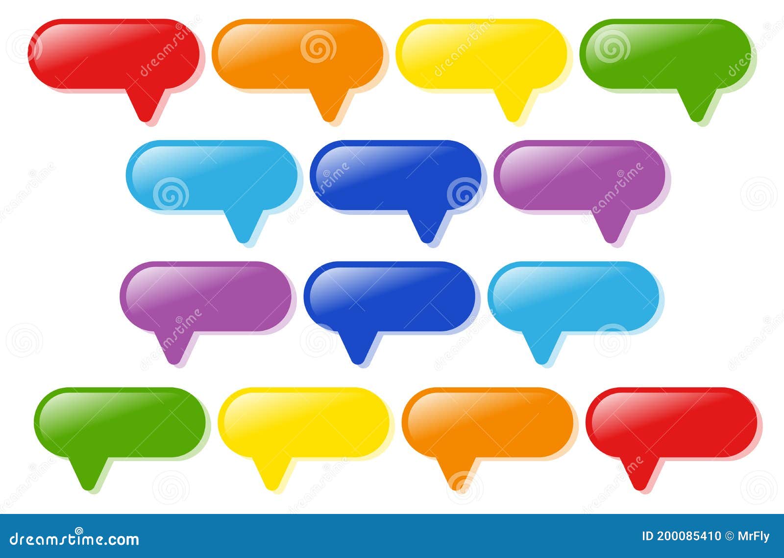 Rainbow Color Speech Boxes, Flat, Vector Illustration Stock Vector ...