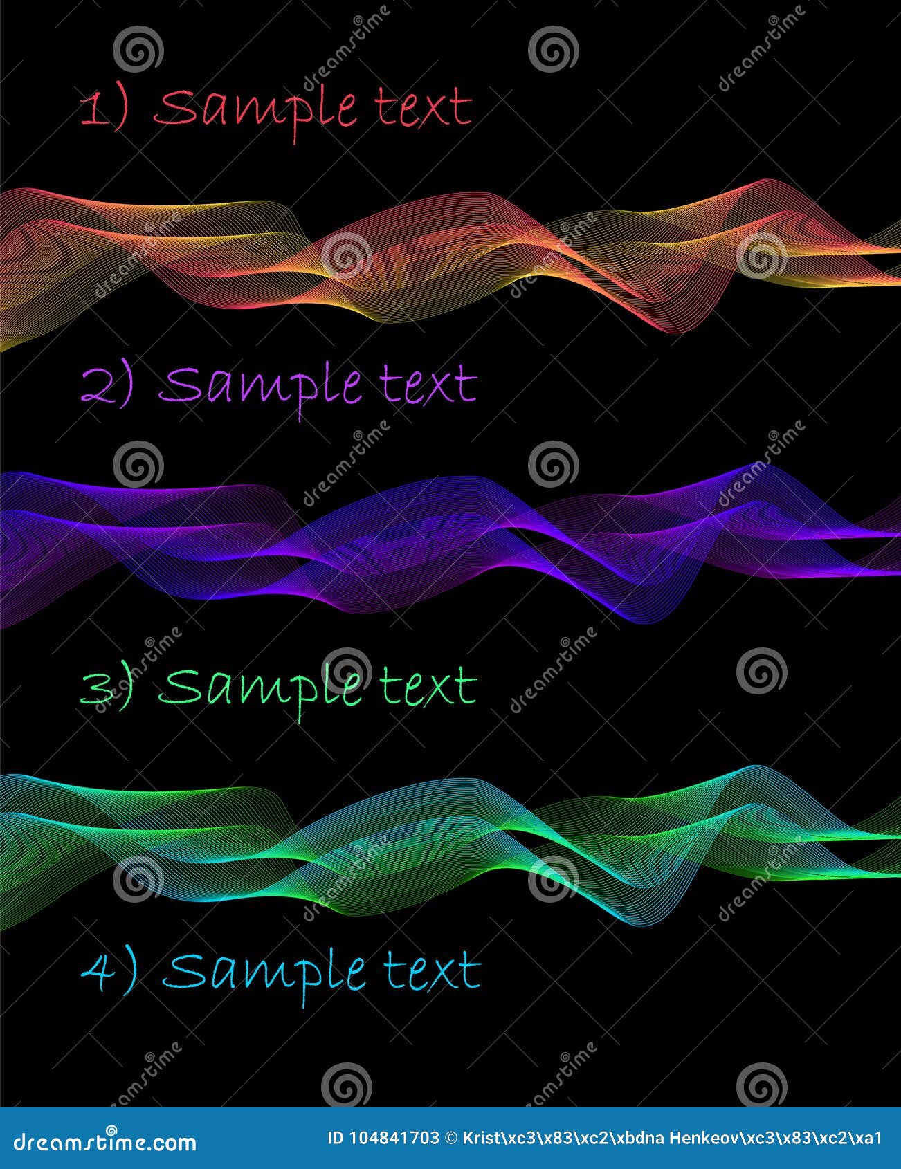 Rainbow Color Wave Curves Four Option Steps Sample Text Layout T Stock ...